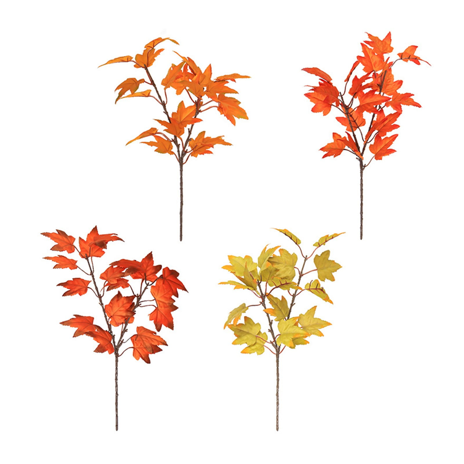 Artificial Maple Leaf Branch Fall Decor, Realistic Autumn Orange Leaf ...