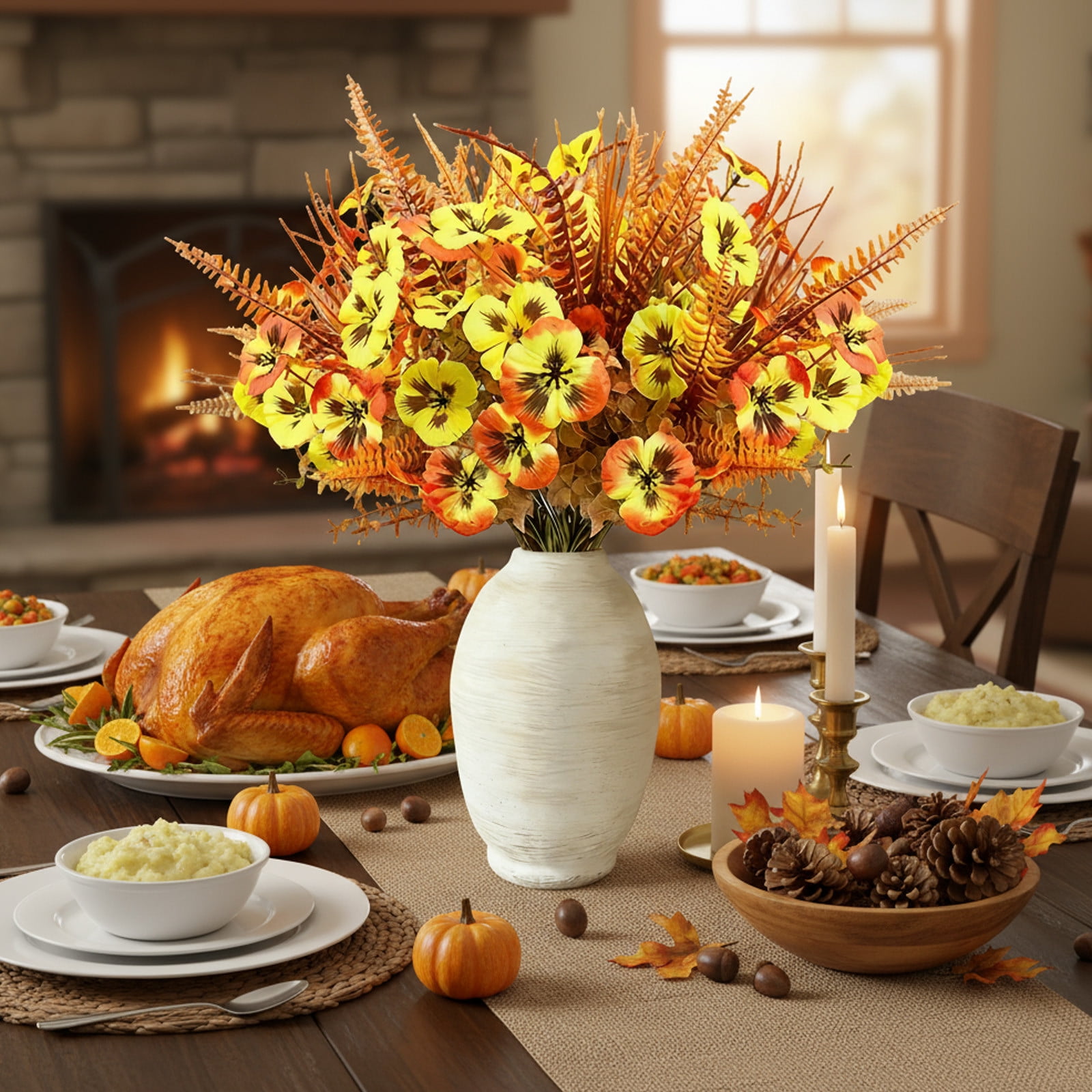 Artificial Maple Leaf Branch Set | 4-Piece Fall Floral Arrangement | Halloween & Thanksgiving ...