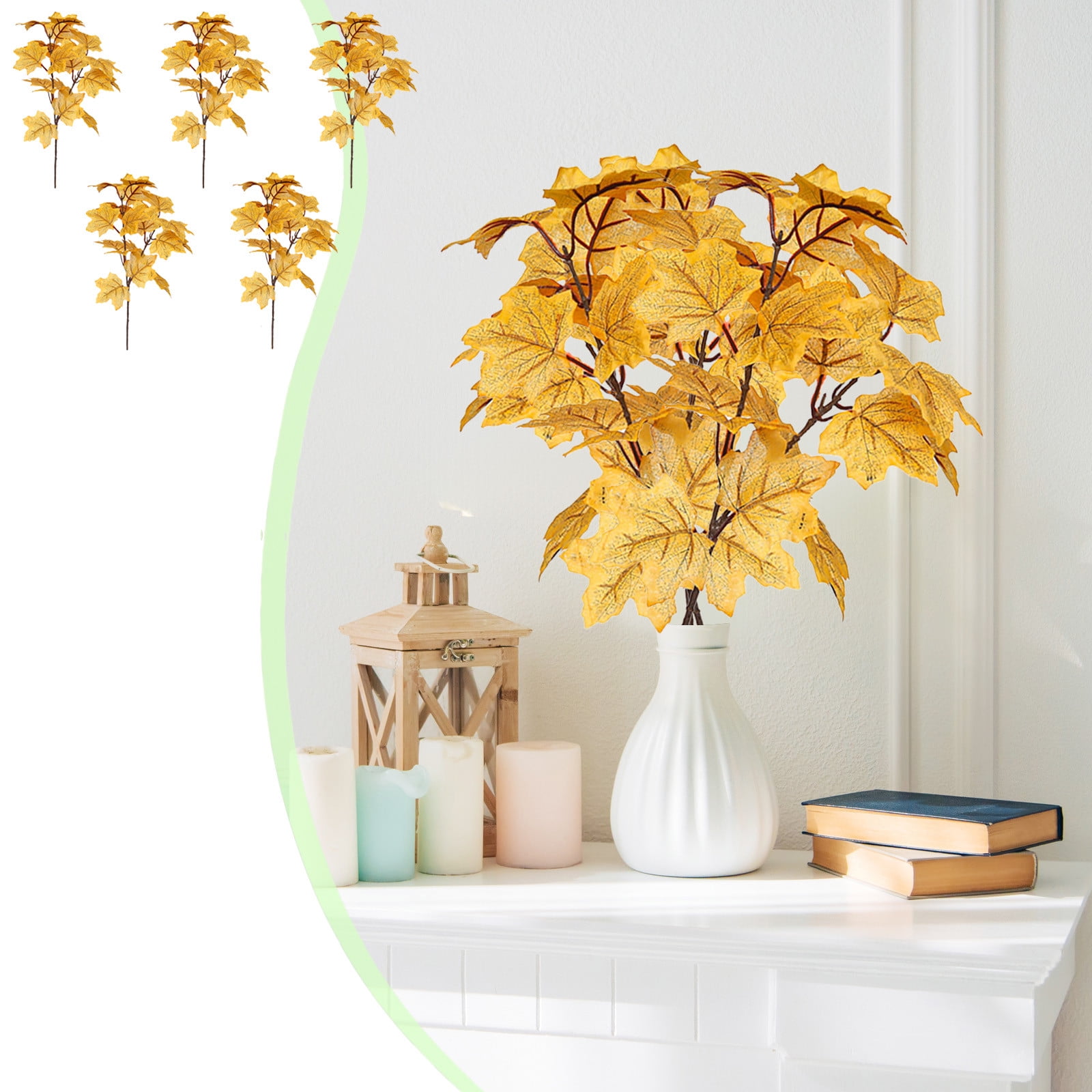 Artificial Maple Leaf Branches | Fall Decor Faux Silk Leaves 5-Pack ...