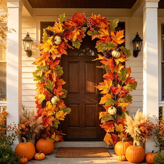 Artificial Maple Leaf Fall Garland, 5.7Ft Autumn Harvest Foliage Vine ...