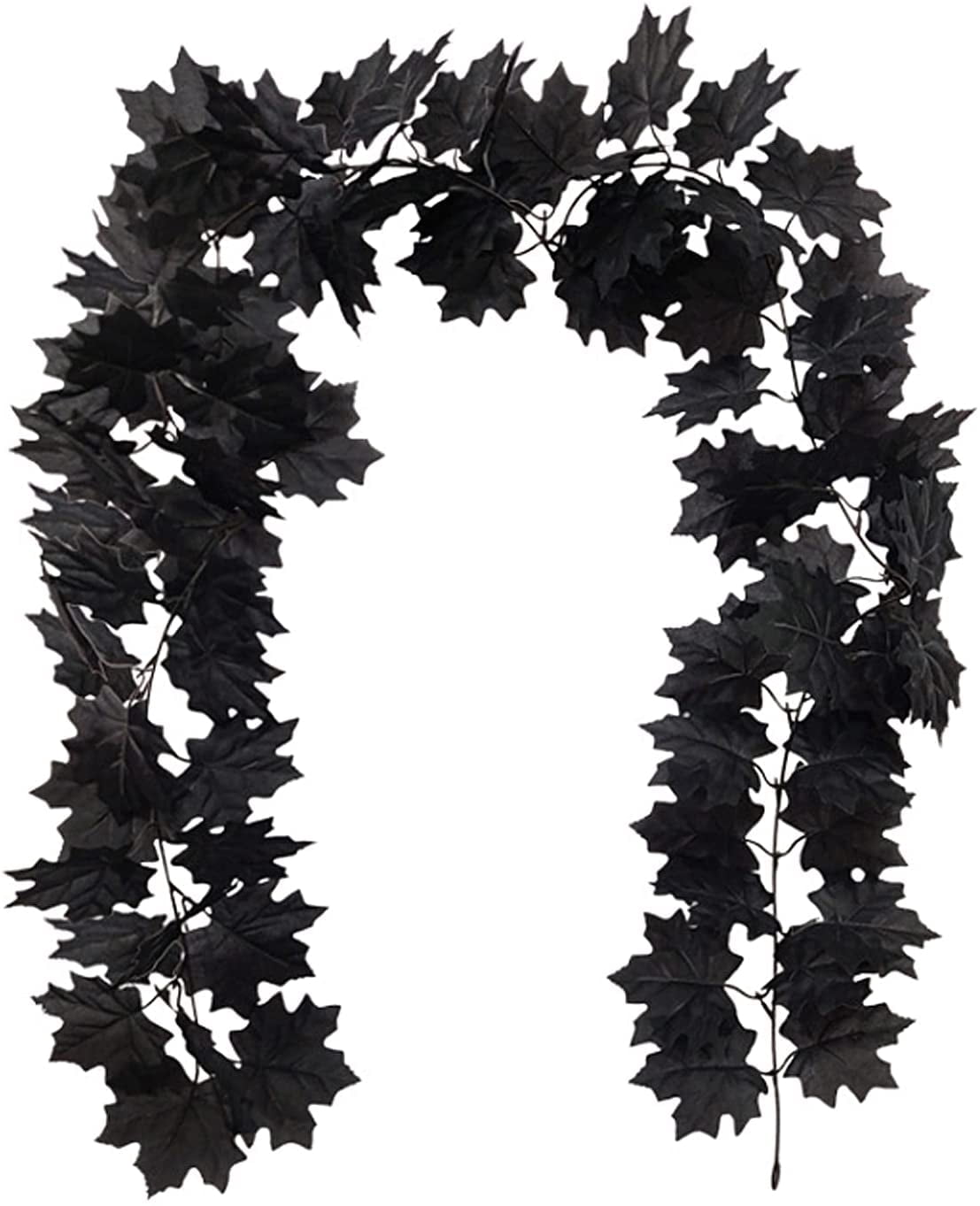 Artificial Maple Leaf Garland, 5.9ft Fake Black Vine Hanging Fall Leave ...
