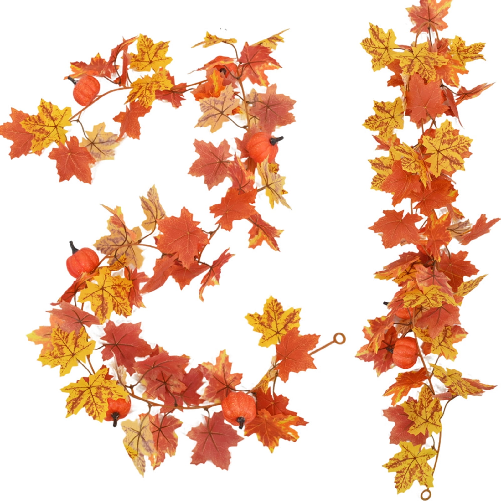 Artificial Maple Leaf Garland with Simulated Pumpkins Realistic Faux ...