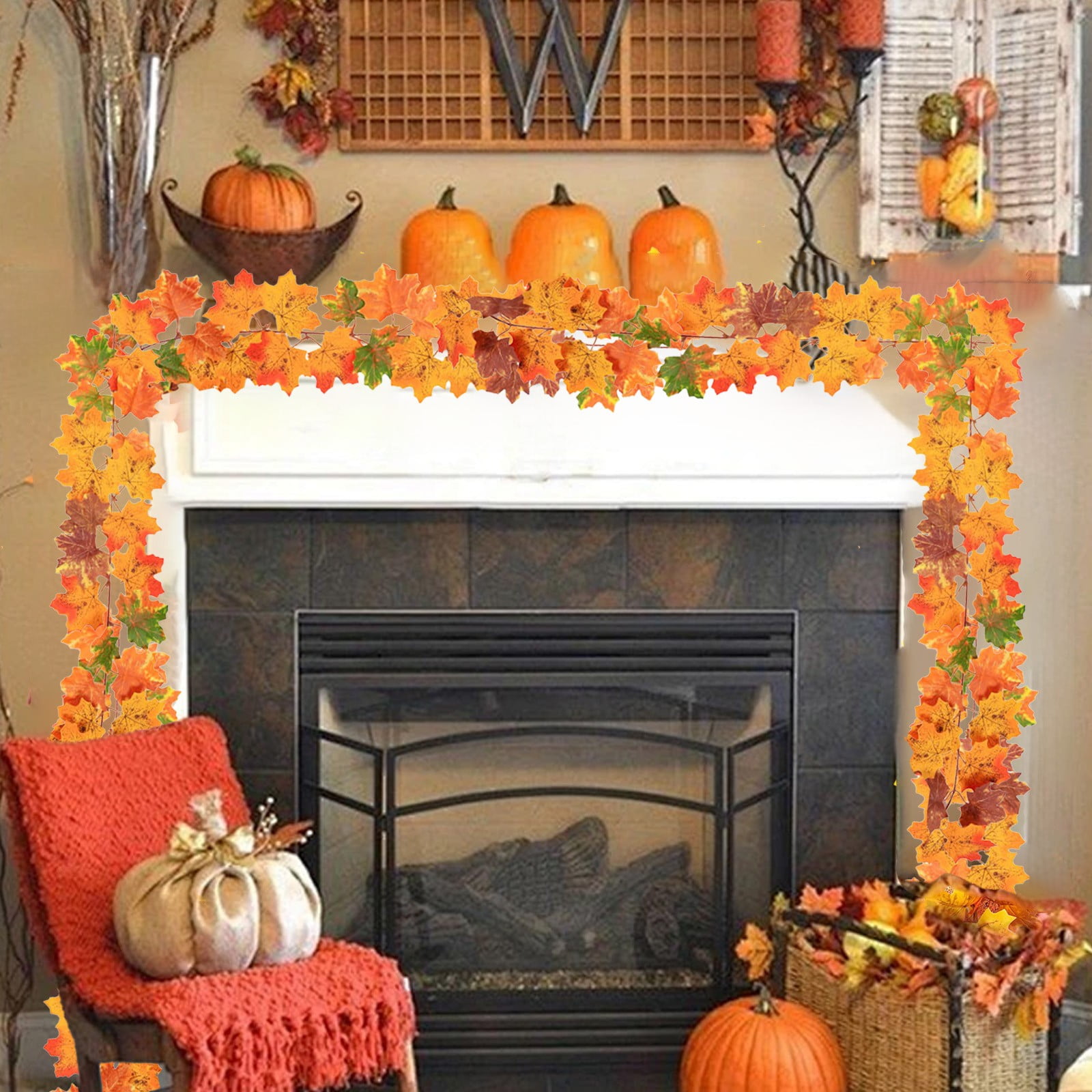 Artificial Maple Leaf Rattan Garland, 78-Inch Fall Leaf Vine Decoration ...