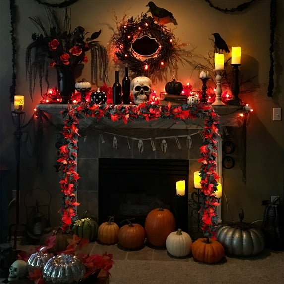 Artificial Maple Leaf Vine Garland - Plastic Fall Foliage Swag Bendable ...