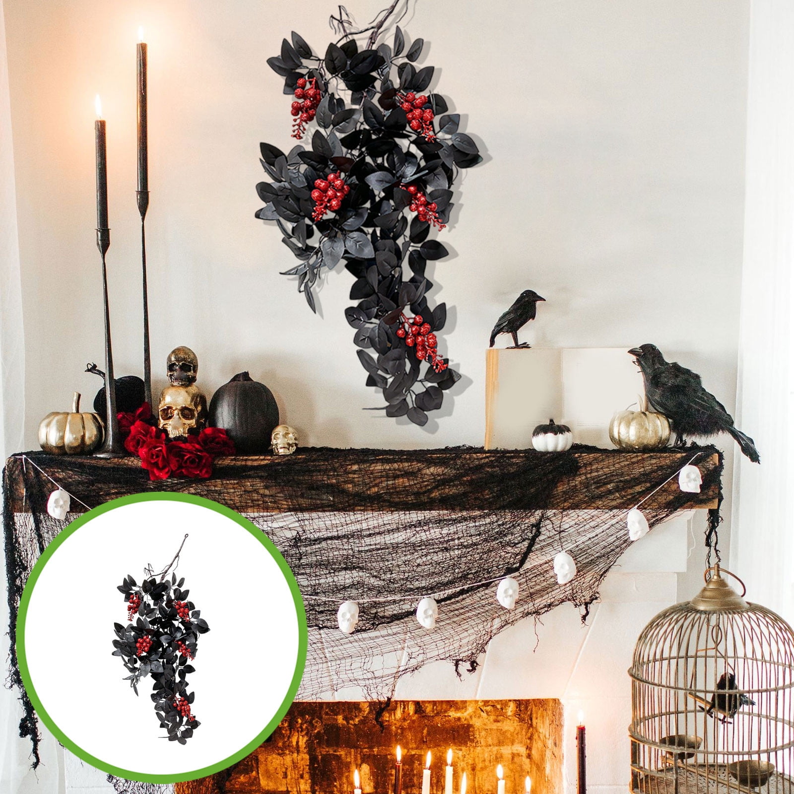 Artificial Maple Leaf Wall Hanging Vine 80Cm - Black Six-Lobe Leaf ...