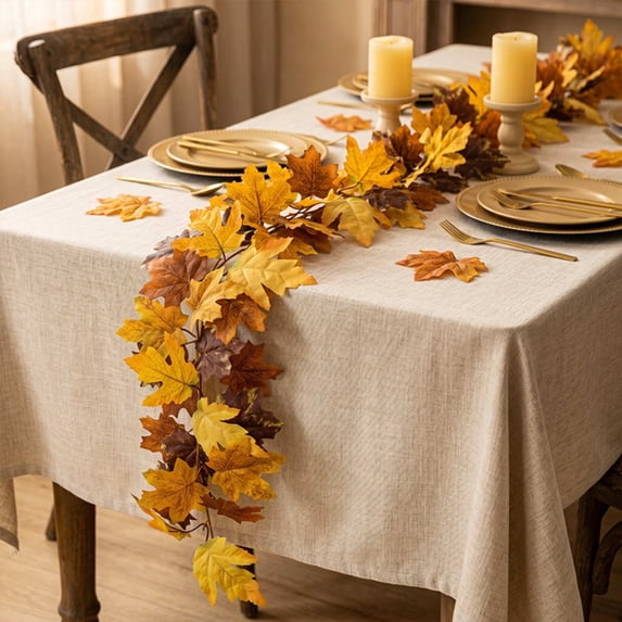 Artificial Maple Leaf Wreath Thanksgiving Fall Home Decor Colored ...