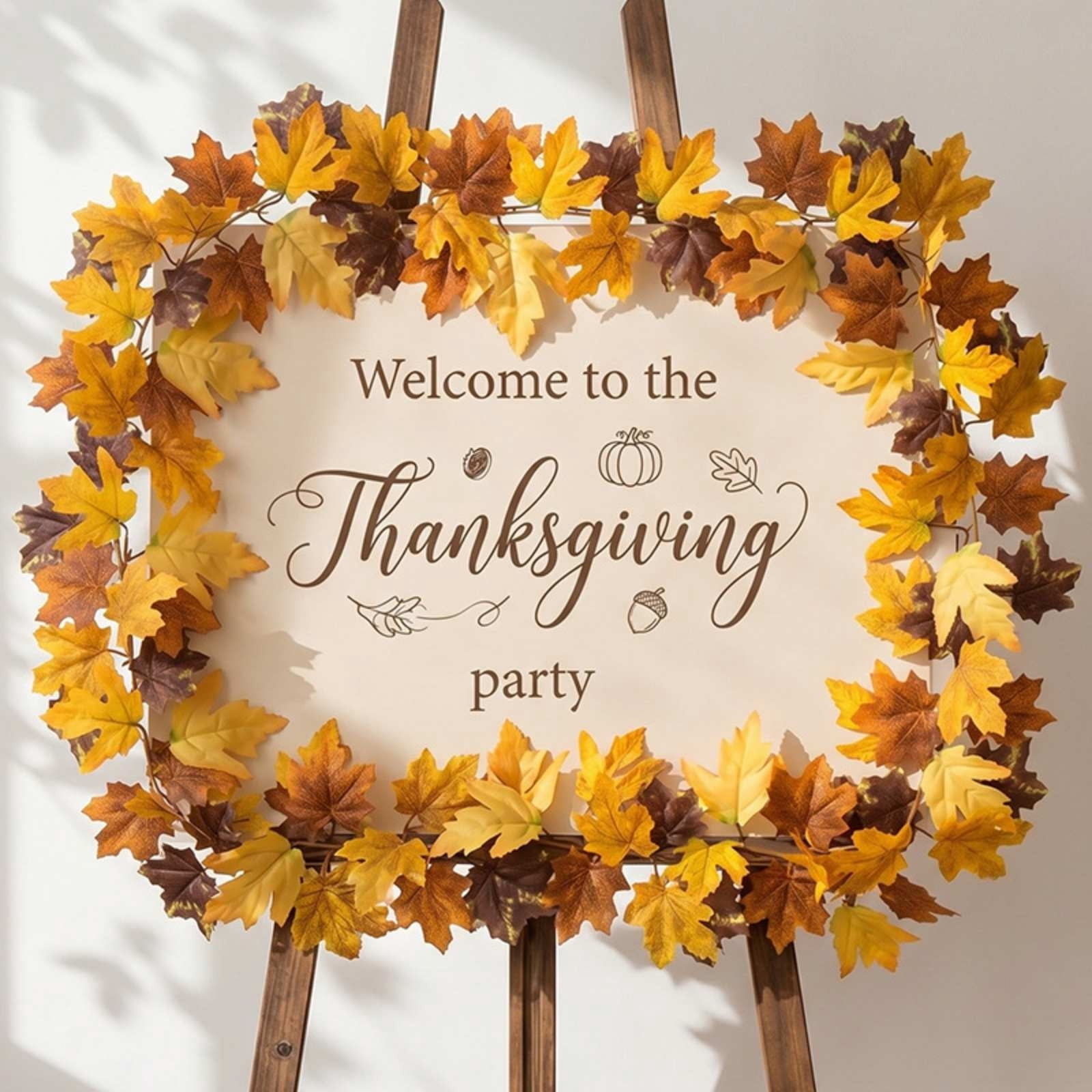 Artificial Maple Leaf Wreath Vine, Thanksgiving and Fall Home Party ...