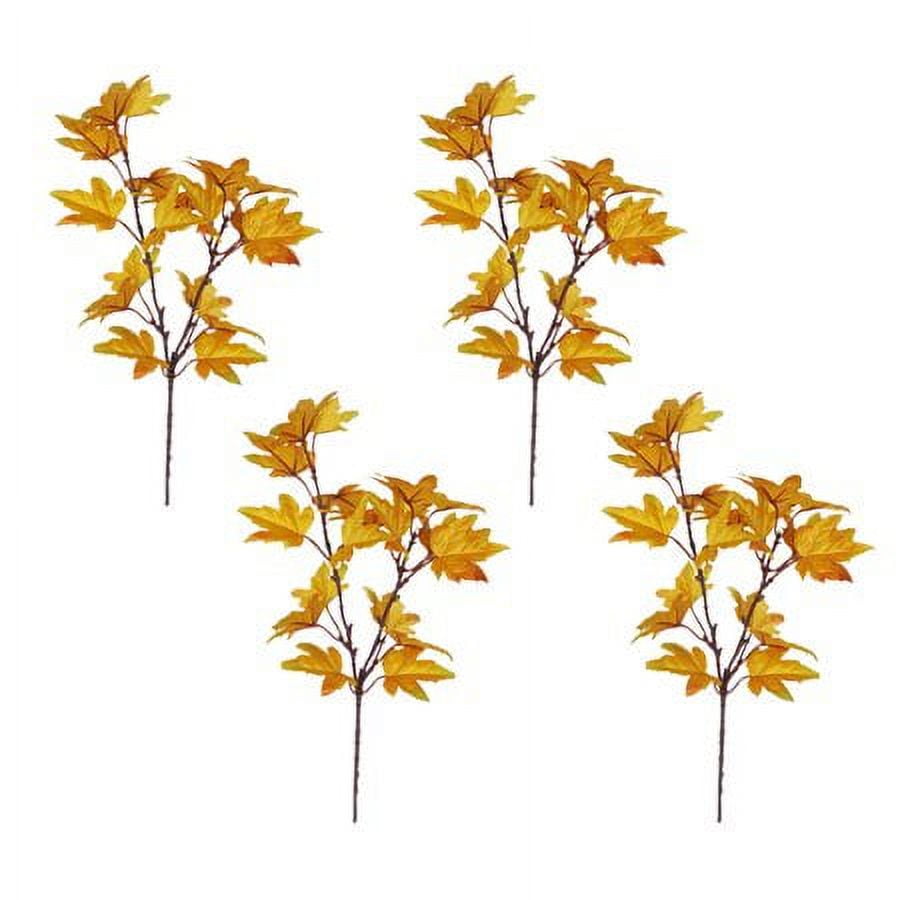 Artificial Maple Leaves 4 Branches Autumn Faux Leaf Decoration Stem ...
