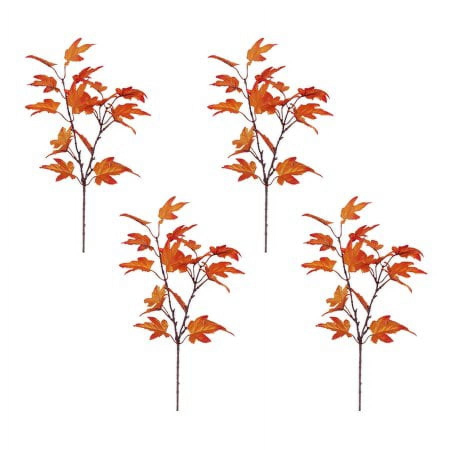 Artificial Maple Leaves 4 Branches Autumn Faux Leaf Decoration Stem ...