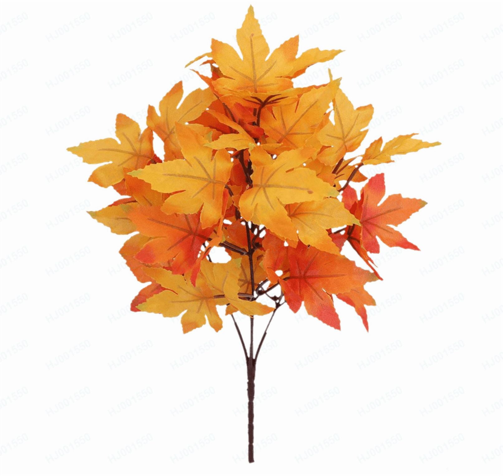 Artificial Maple Leaves Branches 21.6In Fake Fall Leaves Stems Plants ...