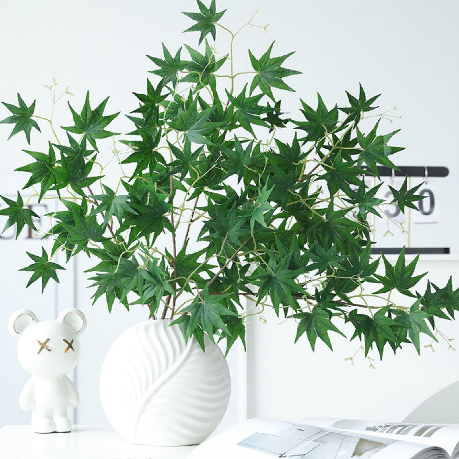 Artificial Maple Leaves Branches 60cm Fake Fall Leaves Stems Maple ...