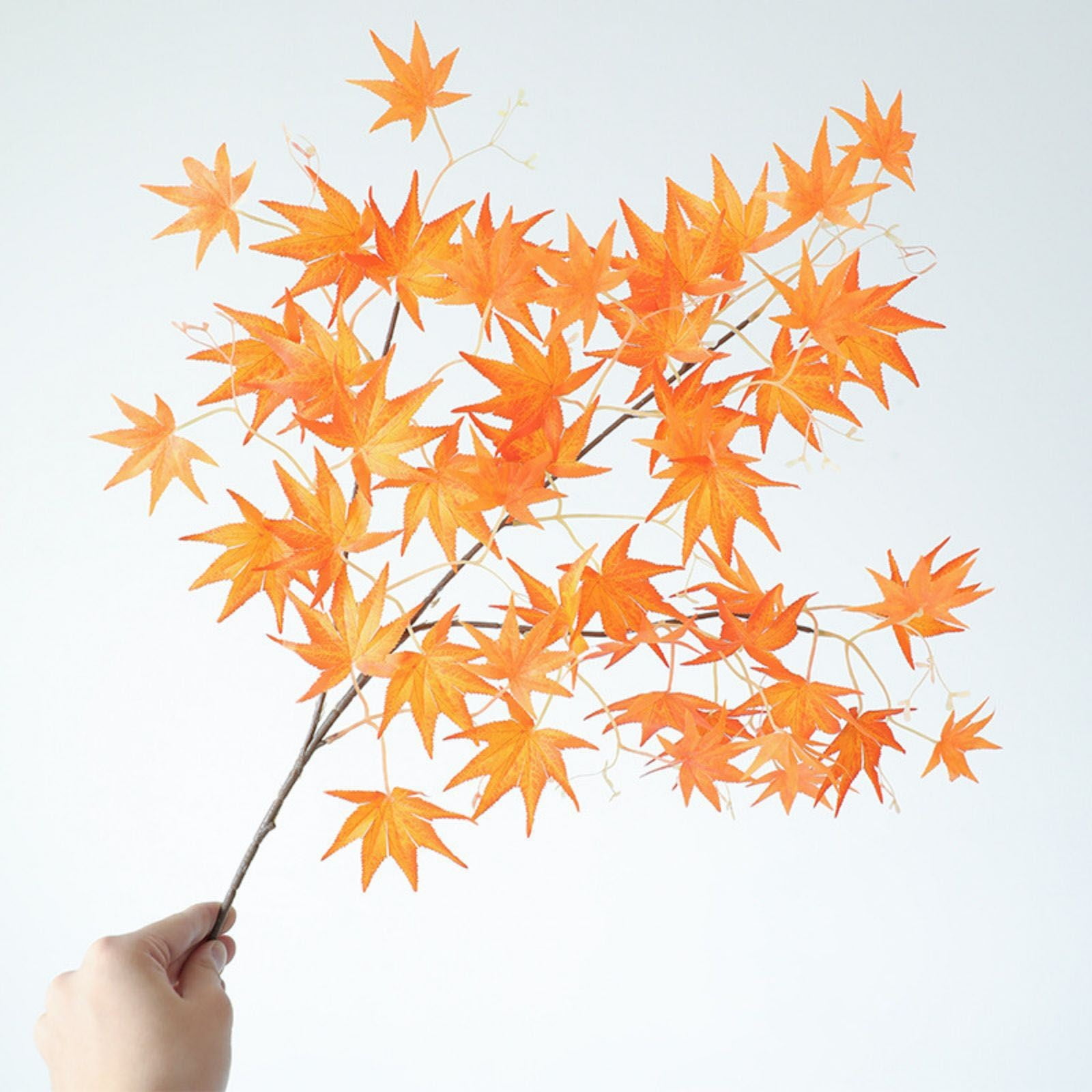 Artificial Maple Leaves Branches Fake Fall Leaves Stems Plants Outdoor ...