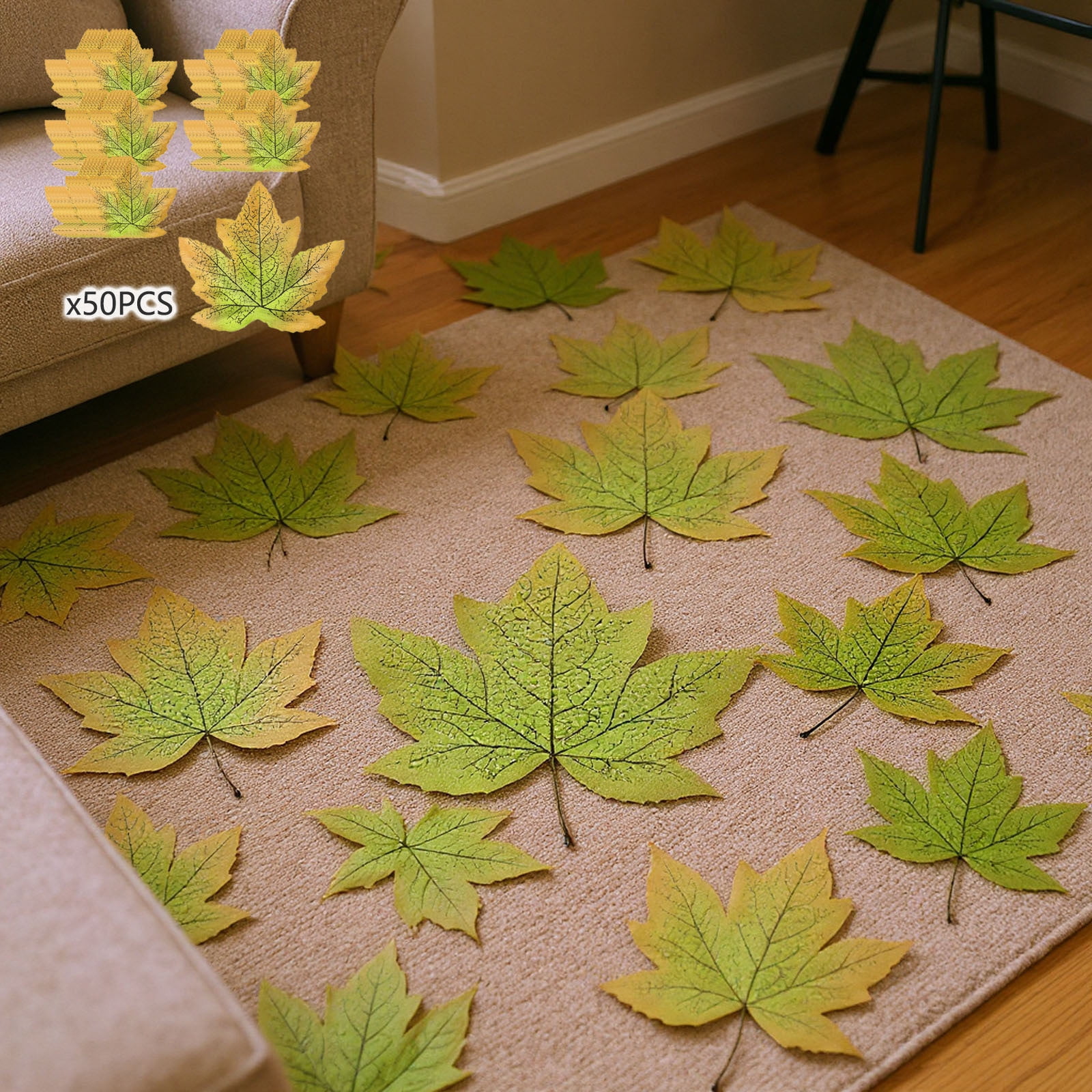 Artificial Maple Leaves Set | 50 Durable Plastic Fall Foliage ...