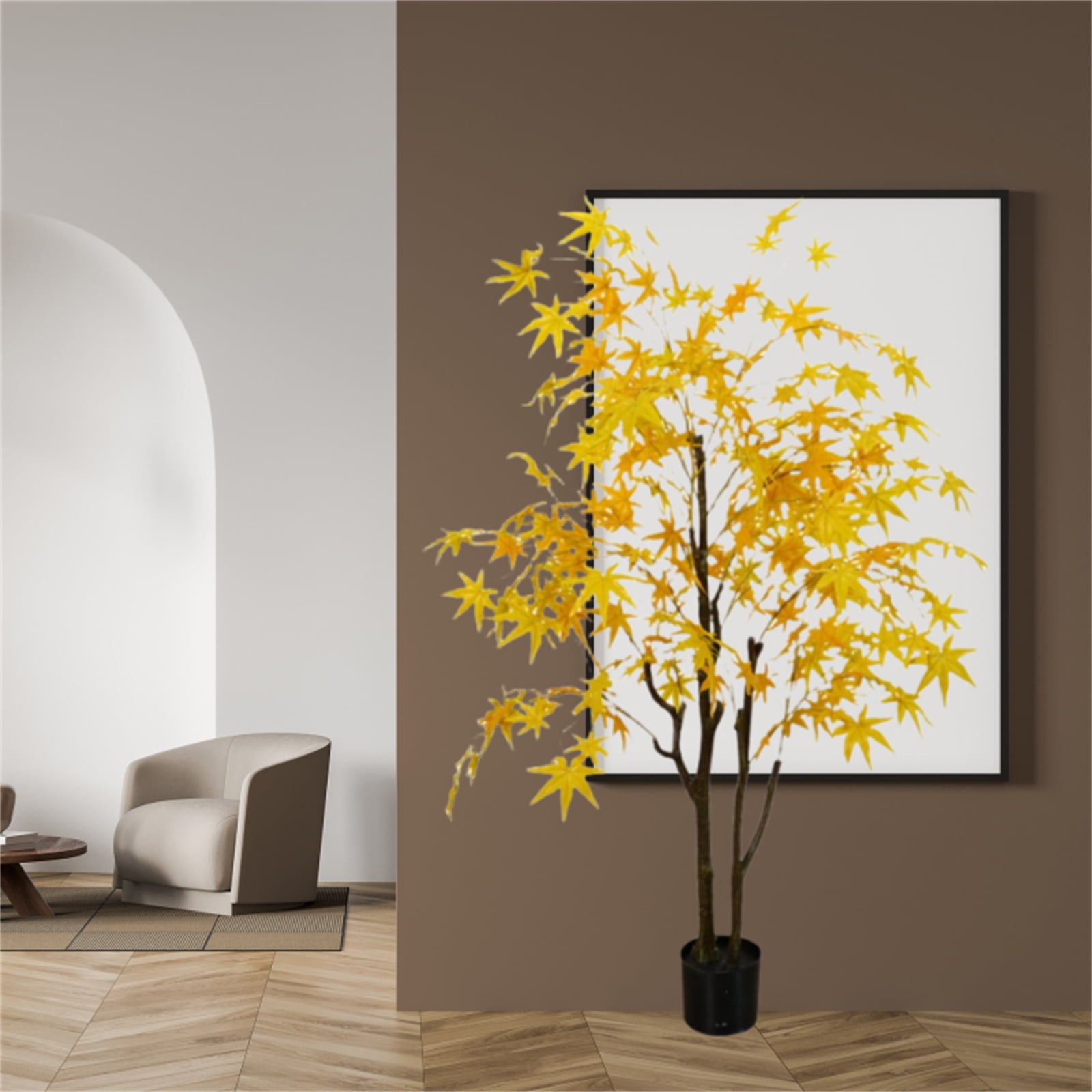 Artificial Maple Tree, 3.9ft/4.9ft/5.9ft Fake Potted Maple Tree with ...