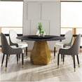 Artificial Marble Dining Table with Rotating Top, Antique Brass Base ...