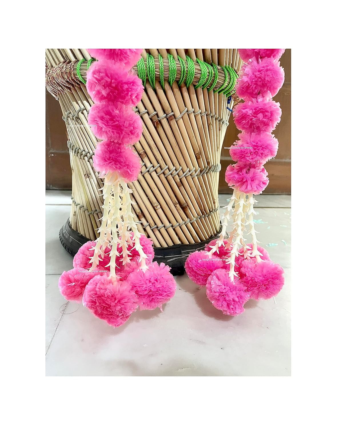 Artificial Marigold Fluffy Flowers & Tuberose (Rajnigandha) Clustered ...