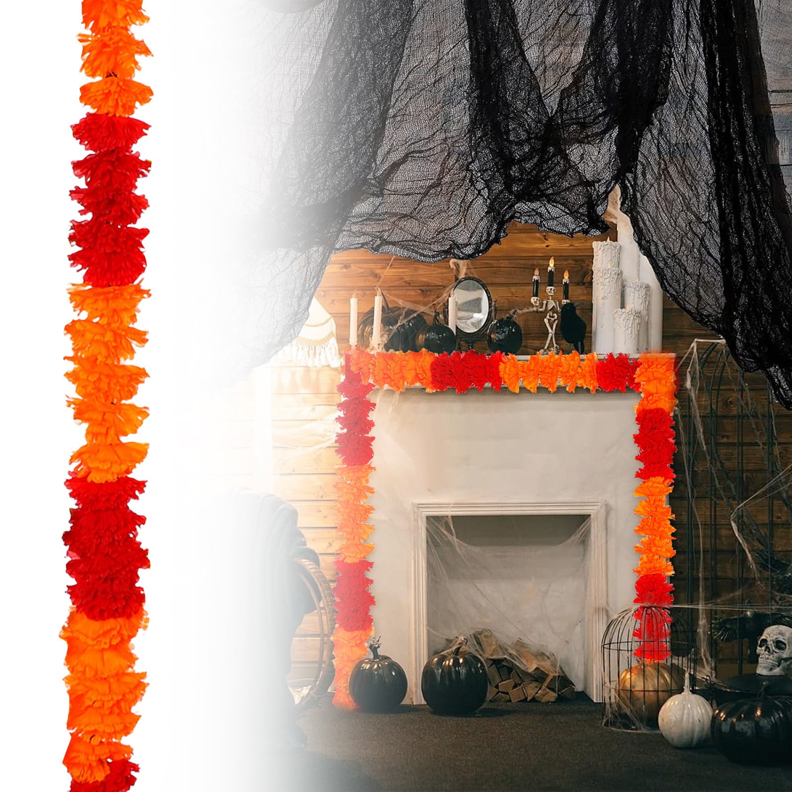 Artificial Marigold Garland, Diwali Festival Decor, Long Faux Flower ...