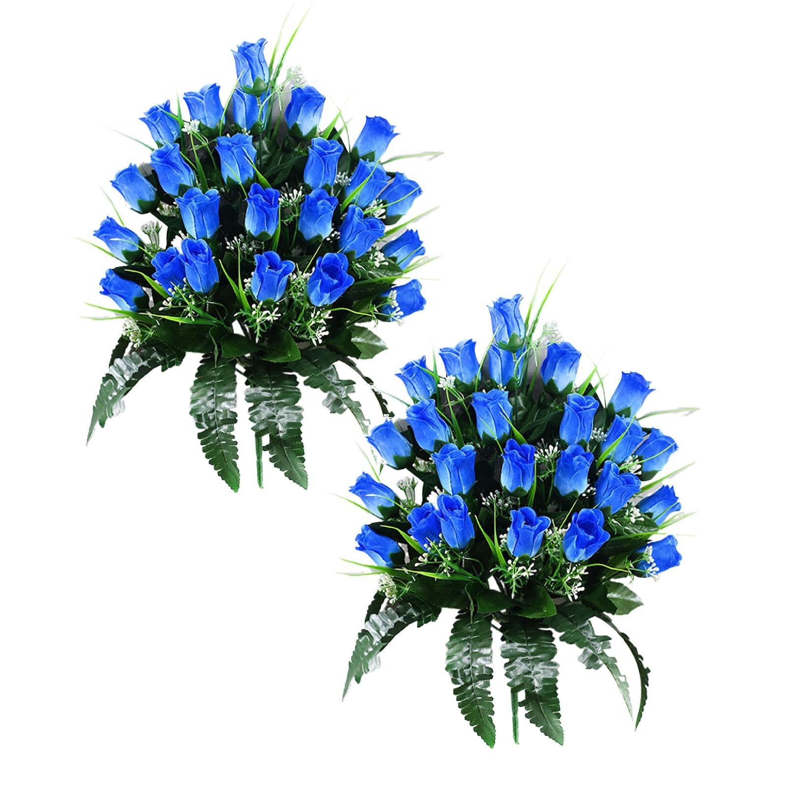 Artificial Memorial Flowers for Cemetery - 19" Silk Rose Bouquet Grave ...