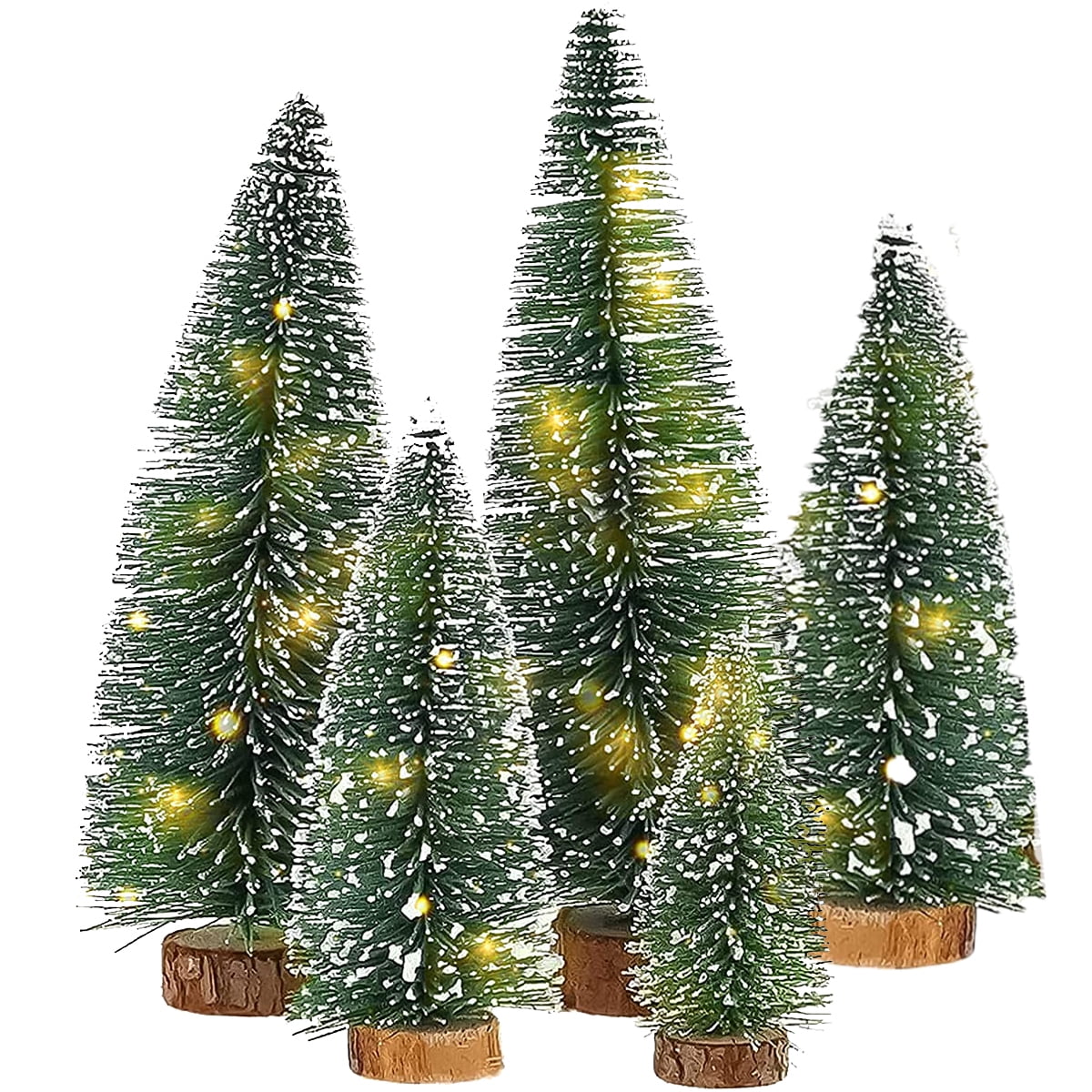 Artificial Mini Christmas Tree with Led Light, 5PCS Small Pine Tree ...
