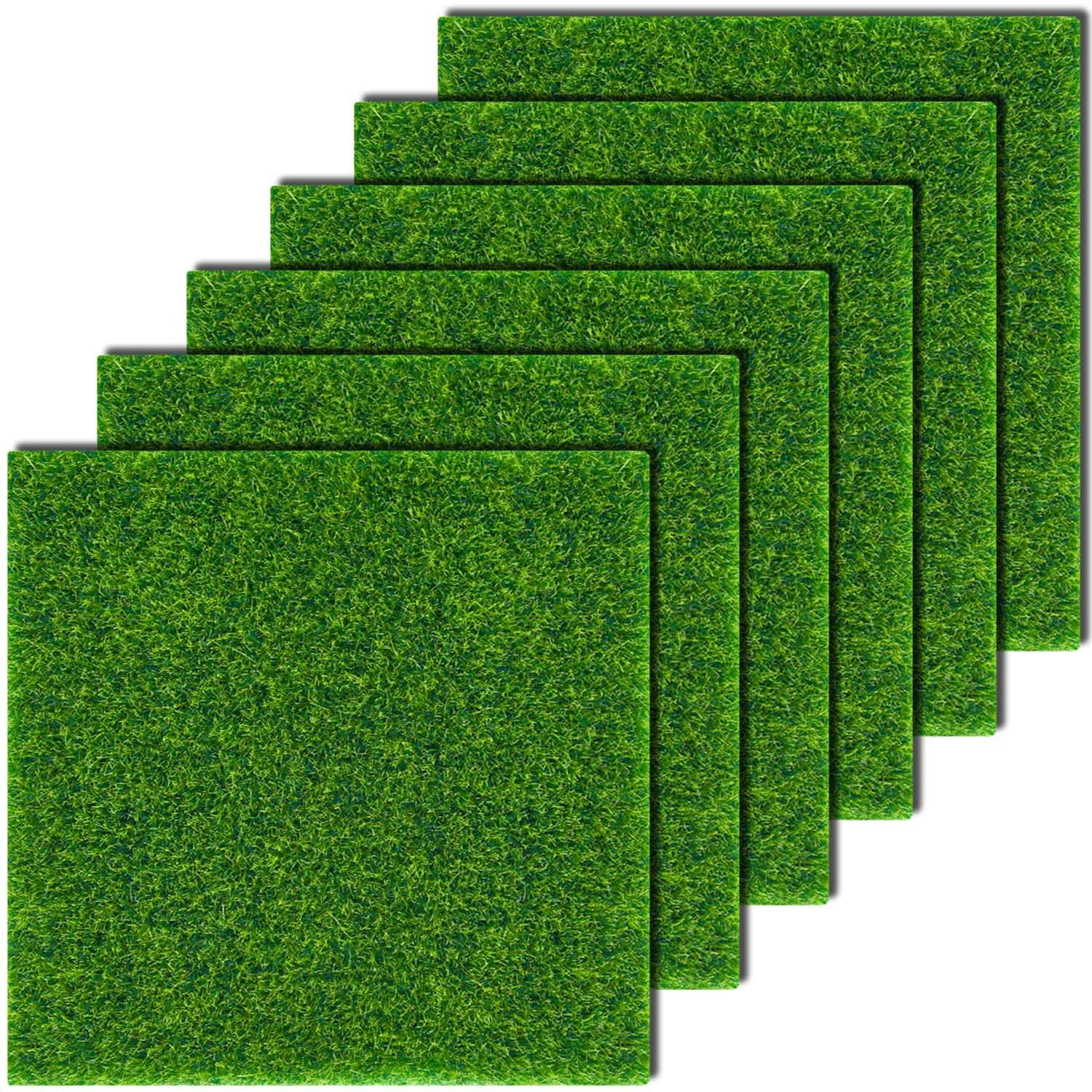 Artificial Mini Grass Mats 6x6 Inches 6 Pack, Waterproof Fairy Garden ...