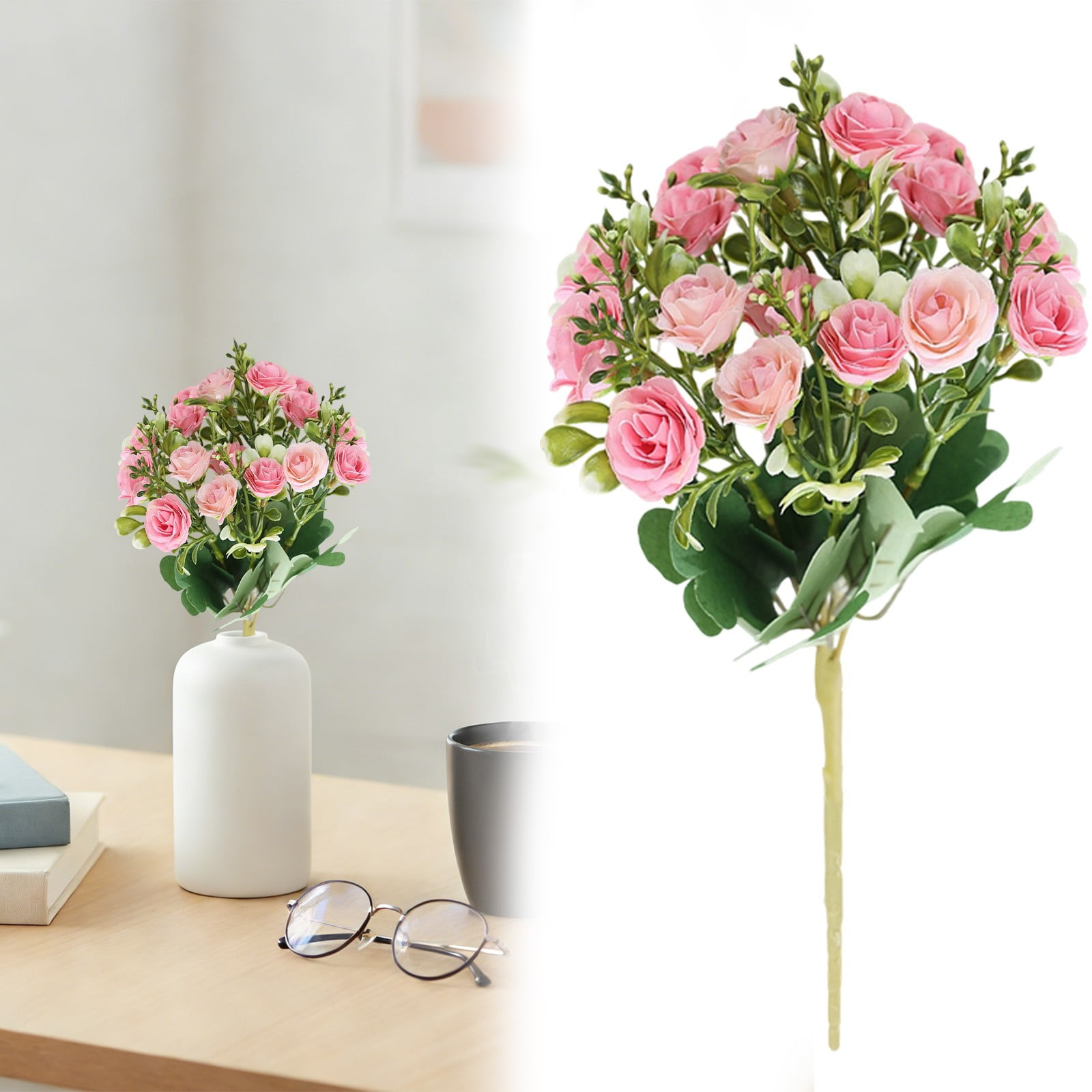 Artificial Mini Rose Bouquets,Realistic Silk Flower Stems with ...