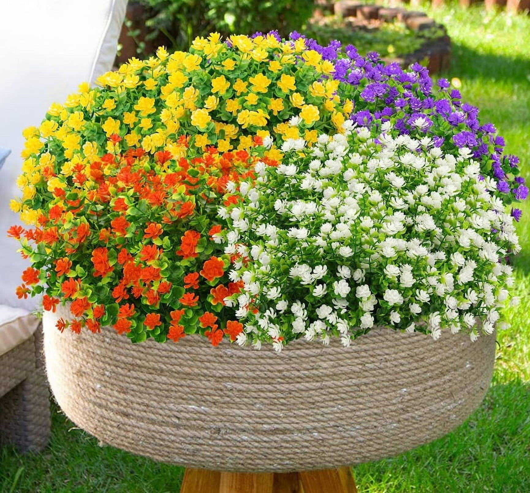 Artificial Mini Rose Shrub, Fake Bush Simulation Eucalyptus Grass ...