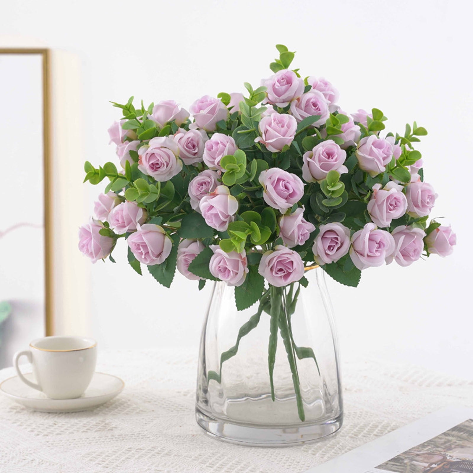 Artificial Mini Rose Silk Flower Stem | Realistic Faux Roses, No-Fade ...
