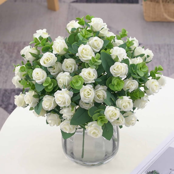 Artificial Mini Rose Silk Flowers Arrangement - Lifelike Faux Roses ...