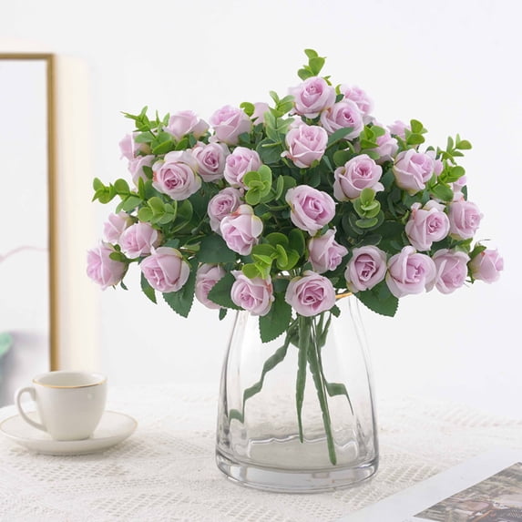 Artificial Mini Rose Silk Flowers Arrangement - Lifelike Faux Roses ...