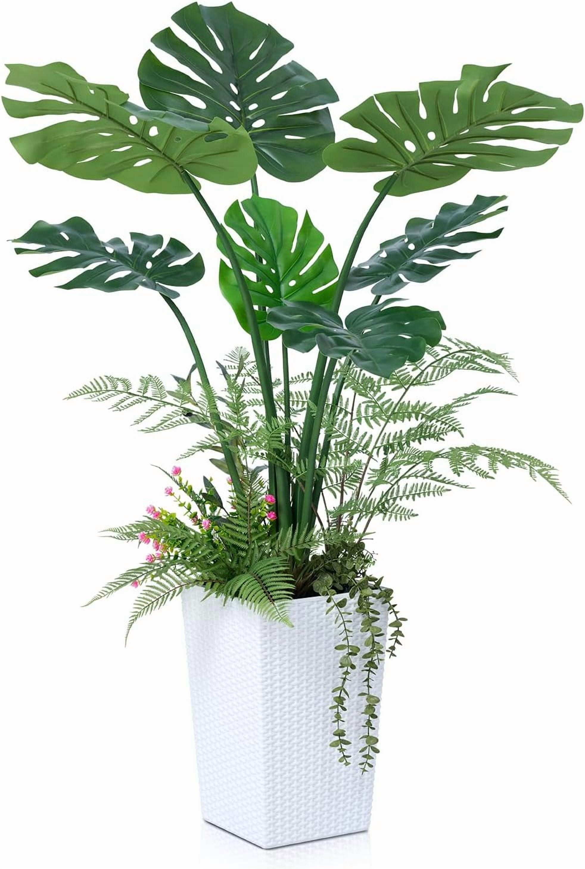Artificial Monstera Deliciosa 4FT - Large Fake Tree with Black Pot ...