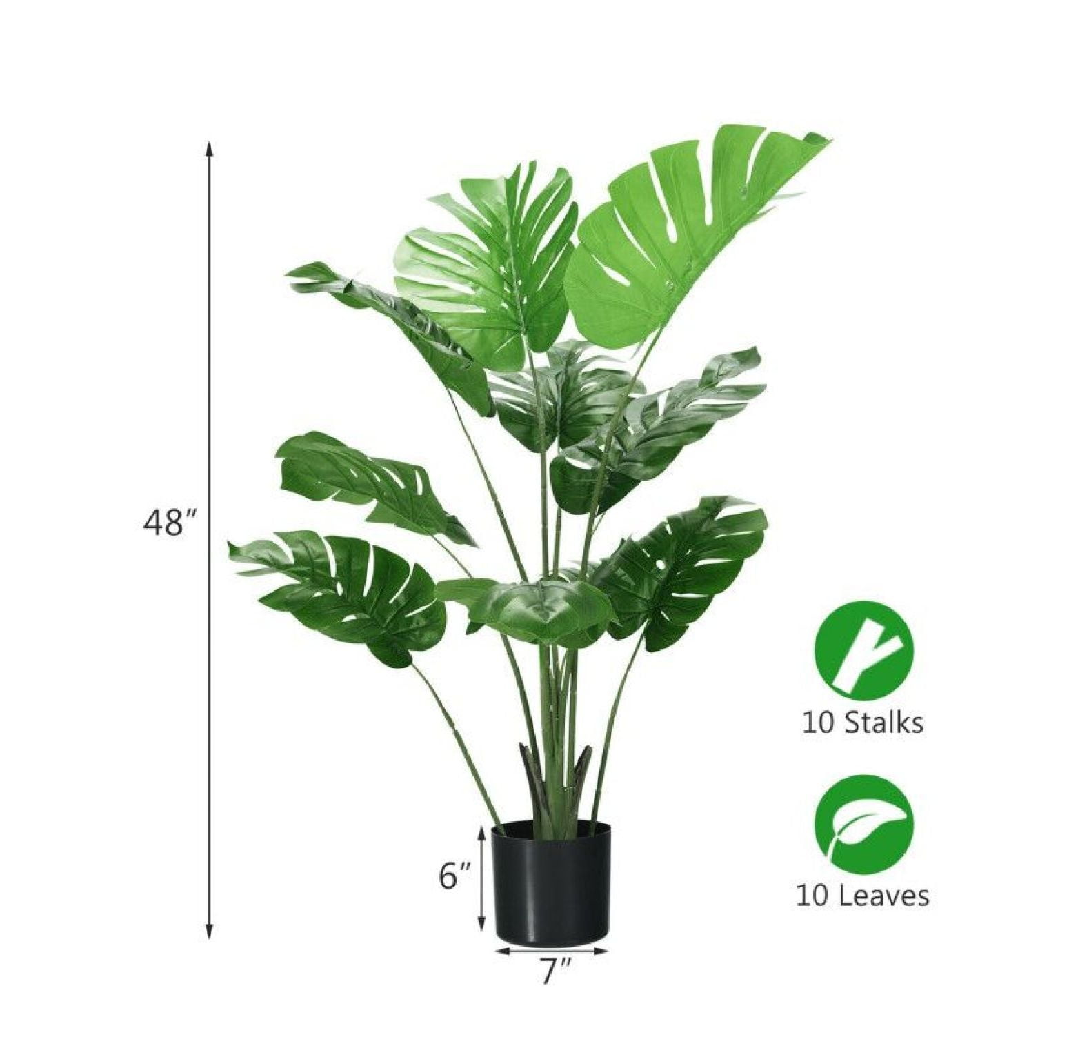 Artificial Monstera Deliciosa Tree (2 Pack) - 4ft Indoor Outdoor Faux ...