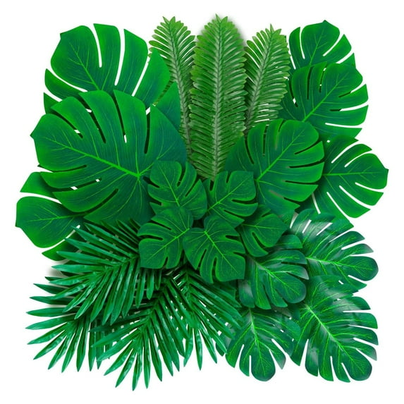 Artificial Monstera Palm Leaf Fake Plant Potted Greenery Home Decor ...