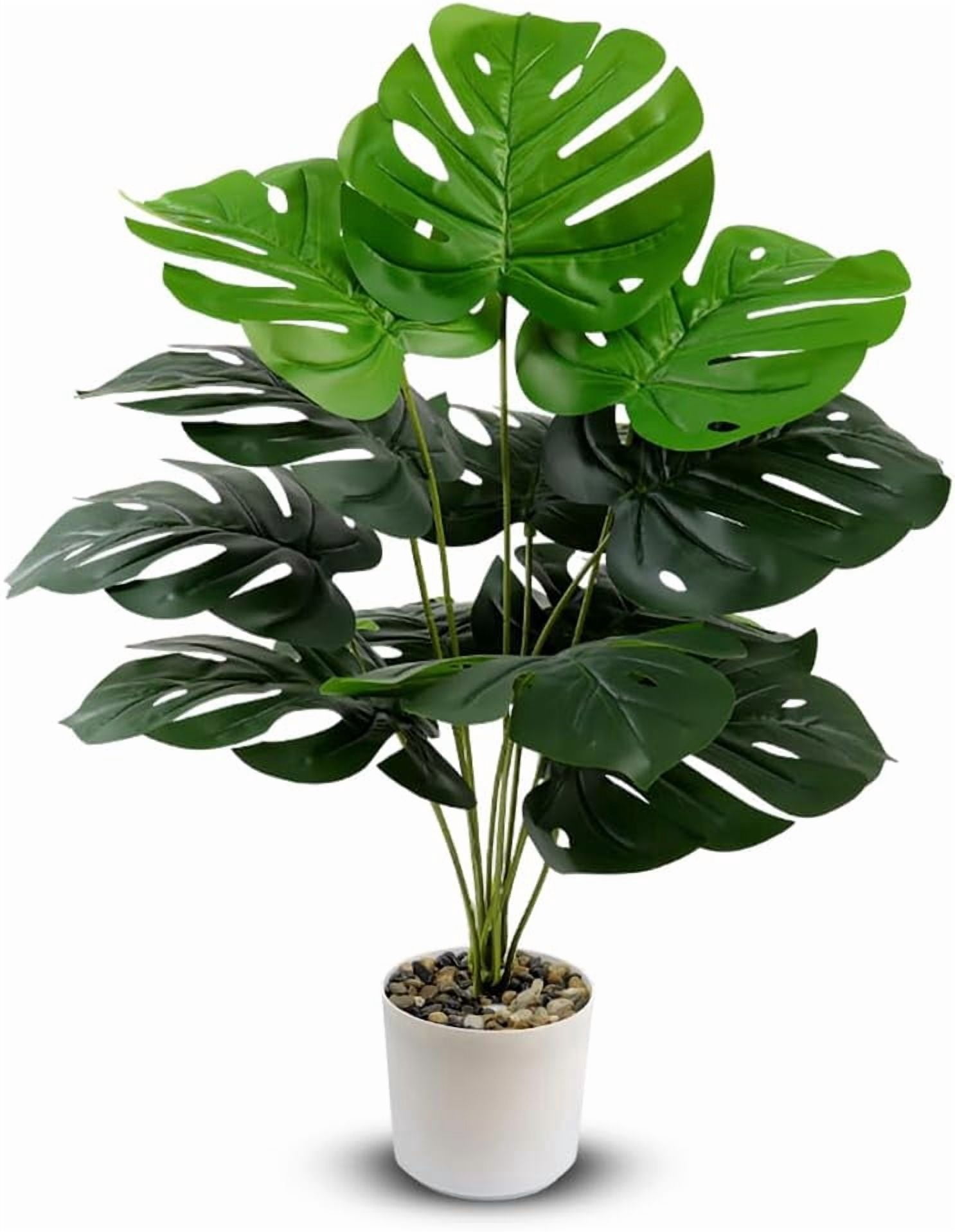 Artificial Monstera Plant, 23.62 Inches Tall with 12 Leaves, Green Silk ...