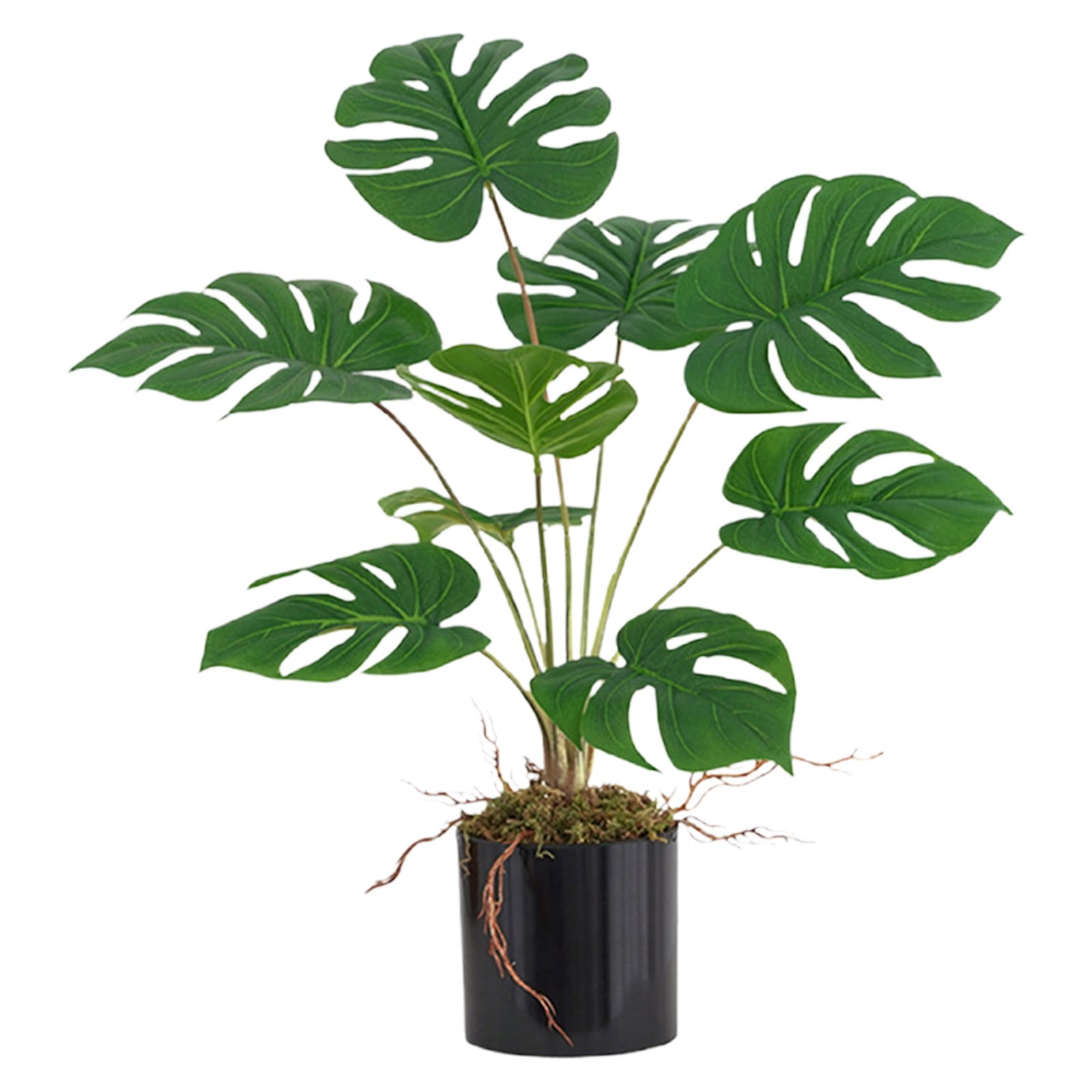 Artificial Monstera Plant with Tree Trunk, 9-Head Realistic Faux Plant ...