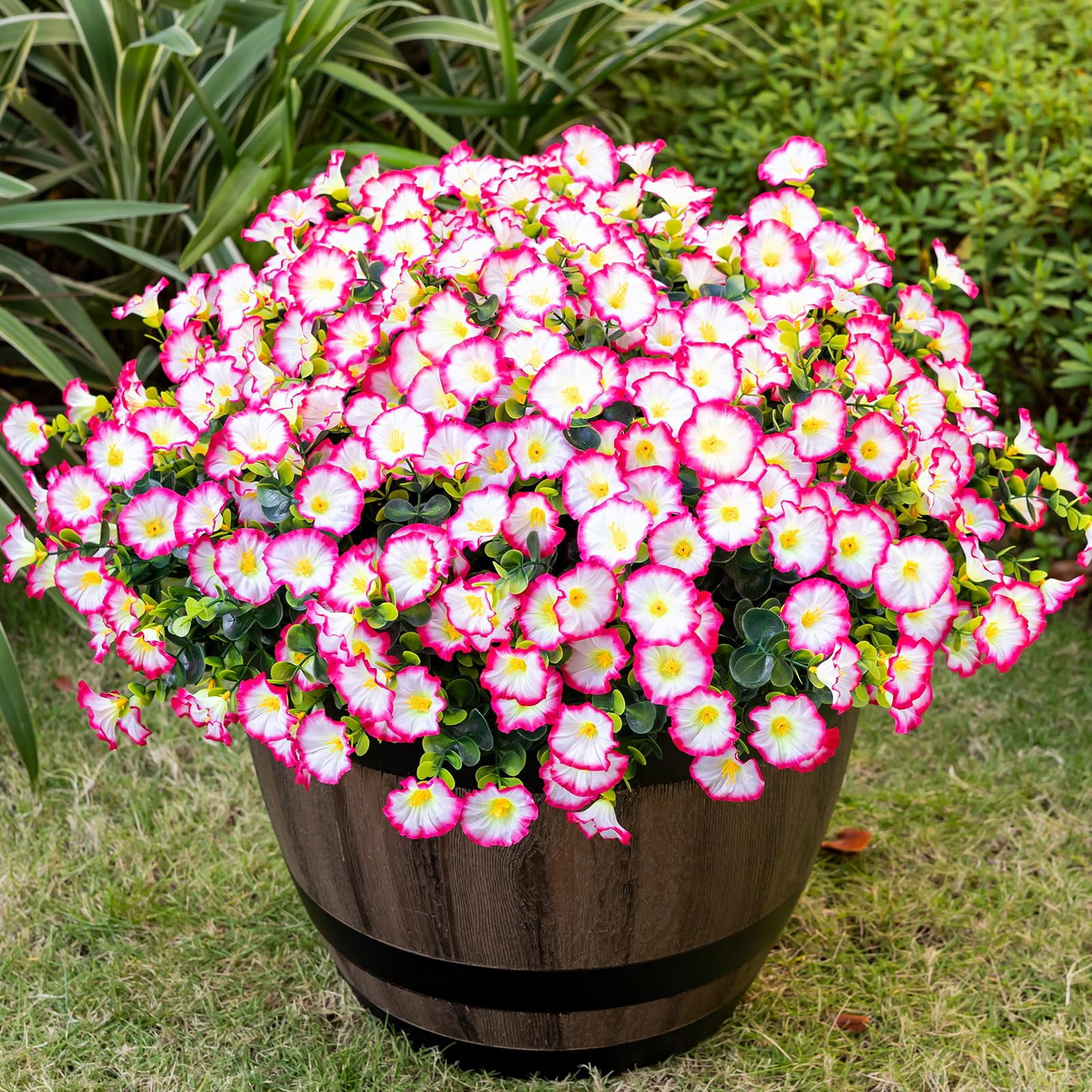 Artificial Morning Glory Flowers Pink 16 Count Outdoor Home Patio Decor ...