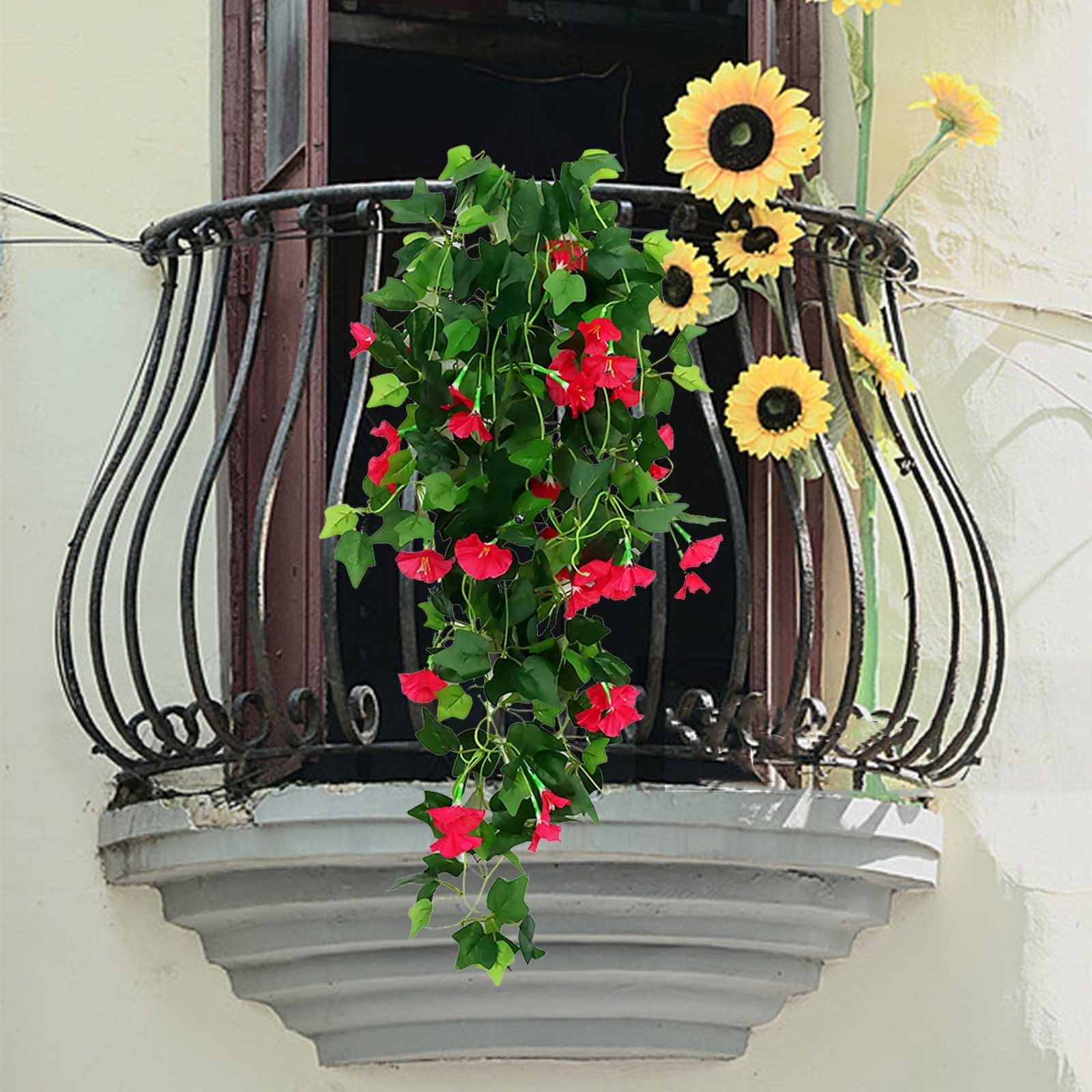 Artificial Morning Glory Wall Hanging Rattan | 9-Fork Imitation Trumpet ...