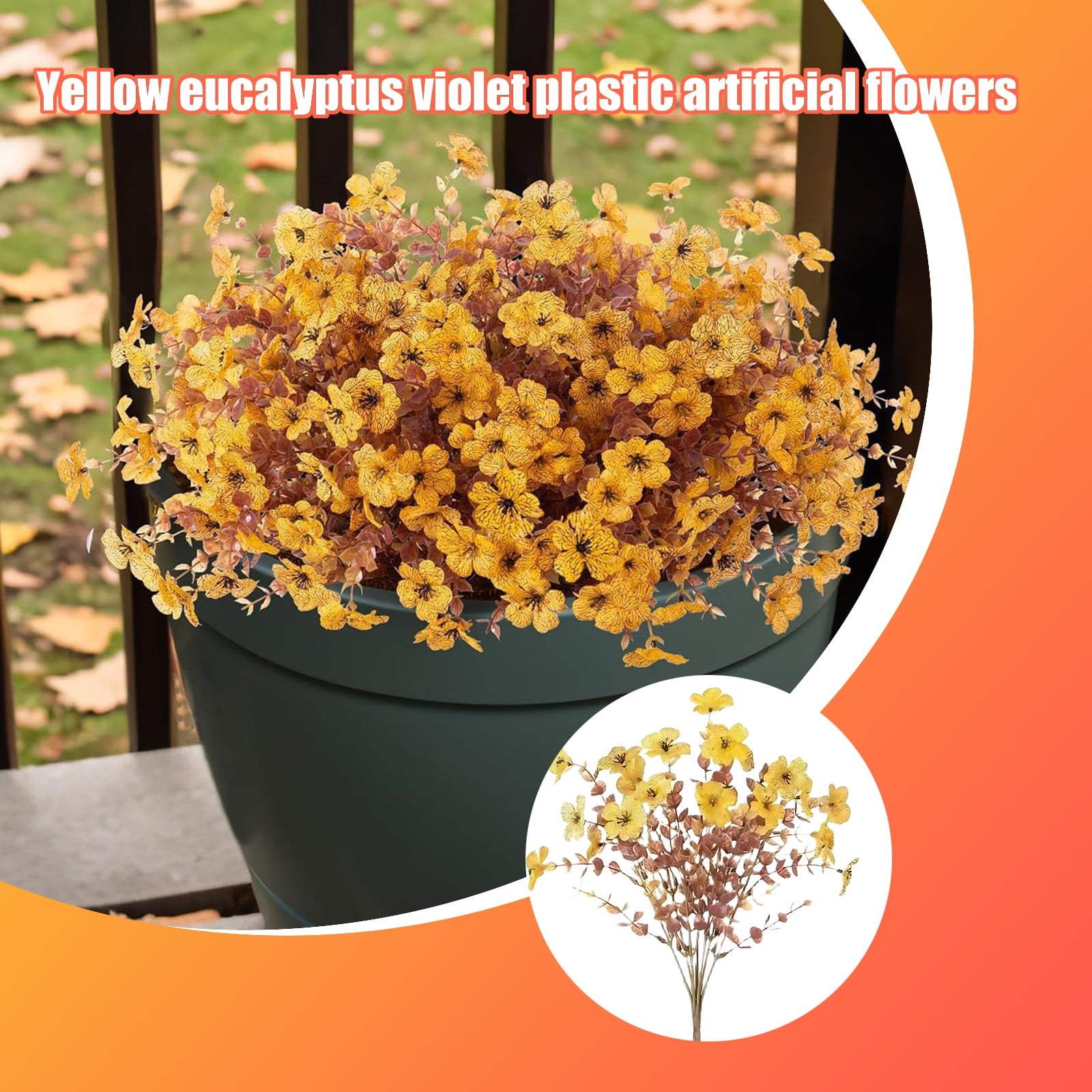 Artificial Mums Fake Flowers for Outdoor, Faux Planters UV Resistant ...