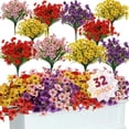 Artificial Mums Flowers, 32-Piece Mix 4 Color UV Resistant Outdoor ...