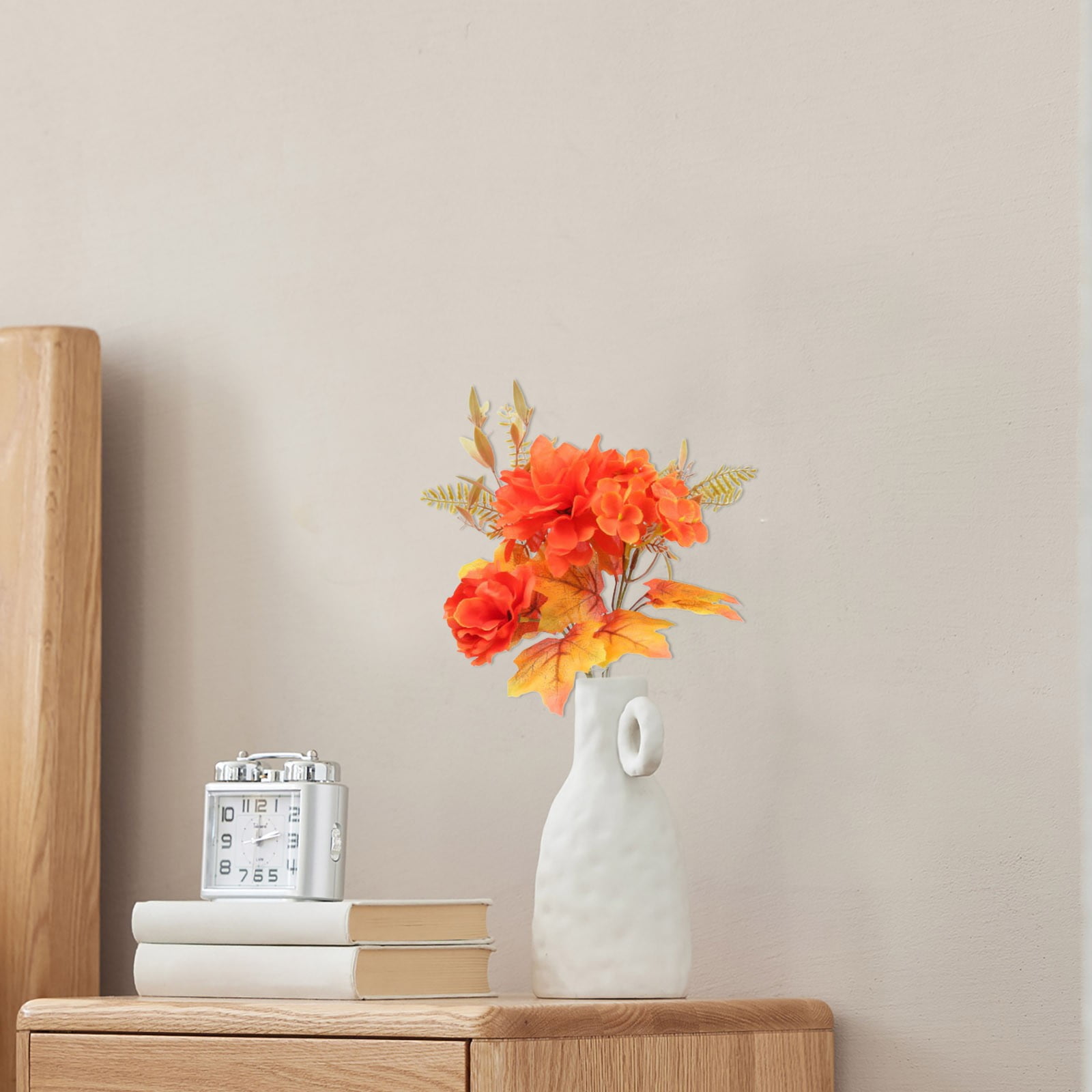 Artificial Mums Flowers, Orange Fall Arrangement B197 Simulation Maple ...