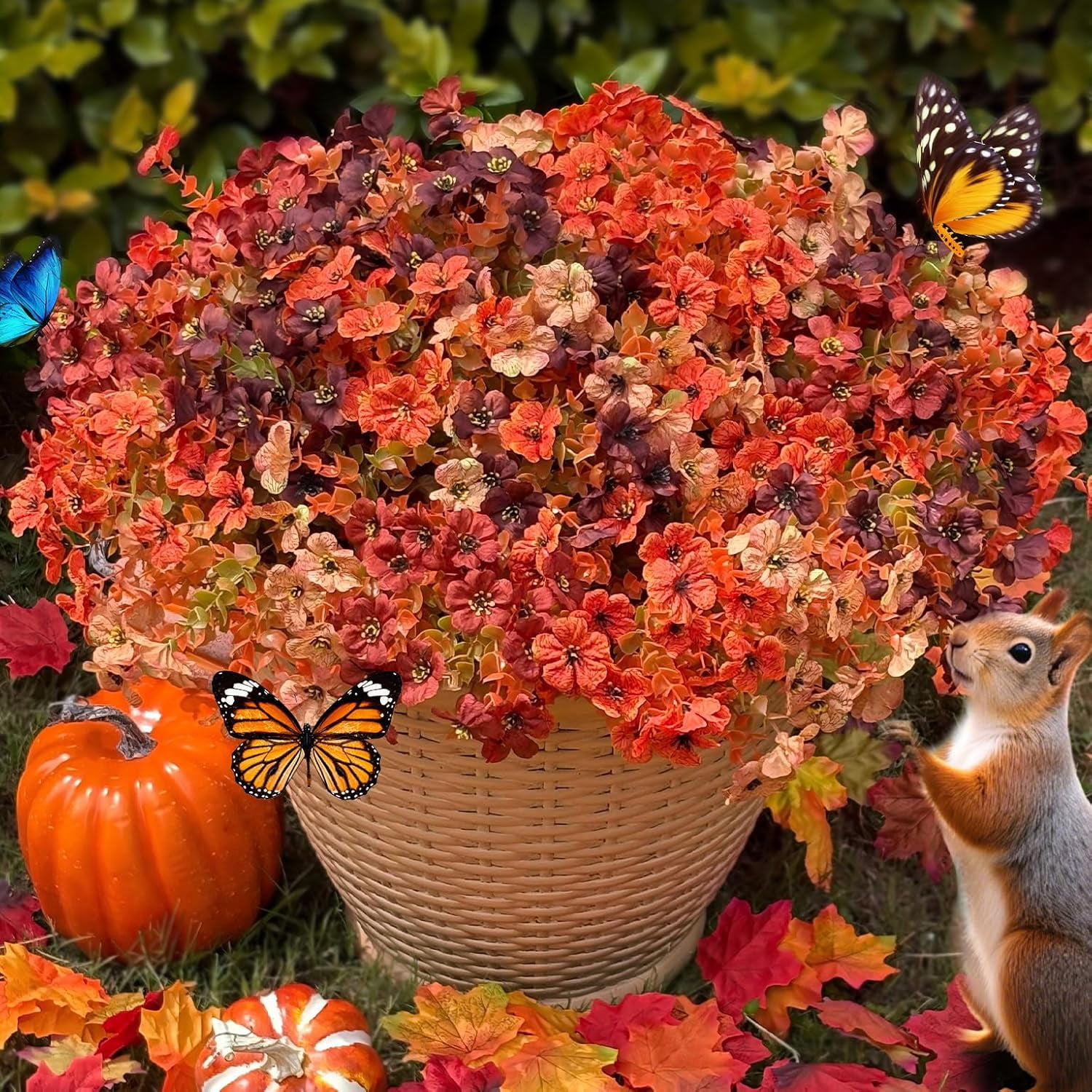 Artificial Mums Outdoor Fake Fall Flowers Decorations for Home,16 ...