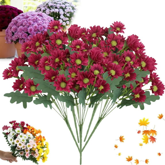 Artificial Mums for Outdoors Fall, Flowers for Outdoor Decoration ...