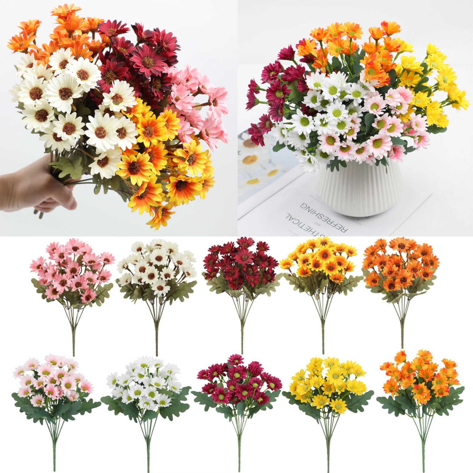 Artificial Mums for Outdoors,Funsdecor Mums,UV Resistant No Fade for ...