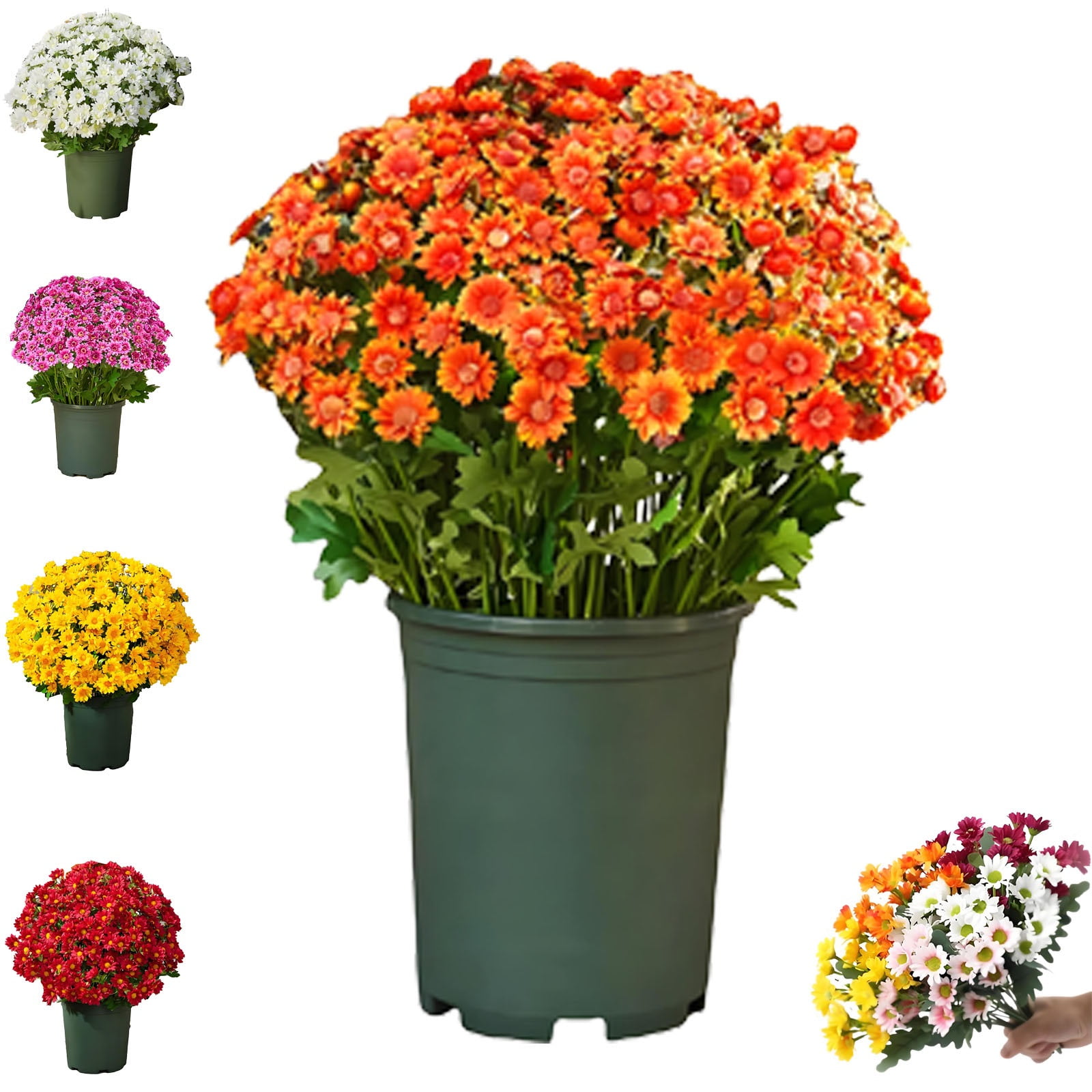 Artificial Mums for Outdoors, Realistic Fall Fake Mum Flowers Potted ...