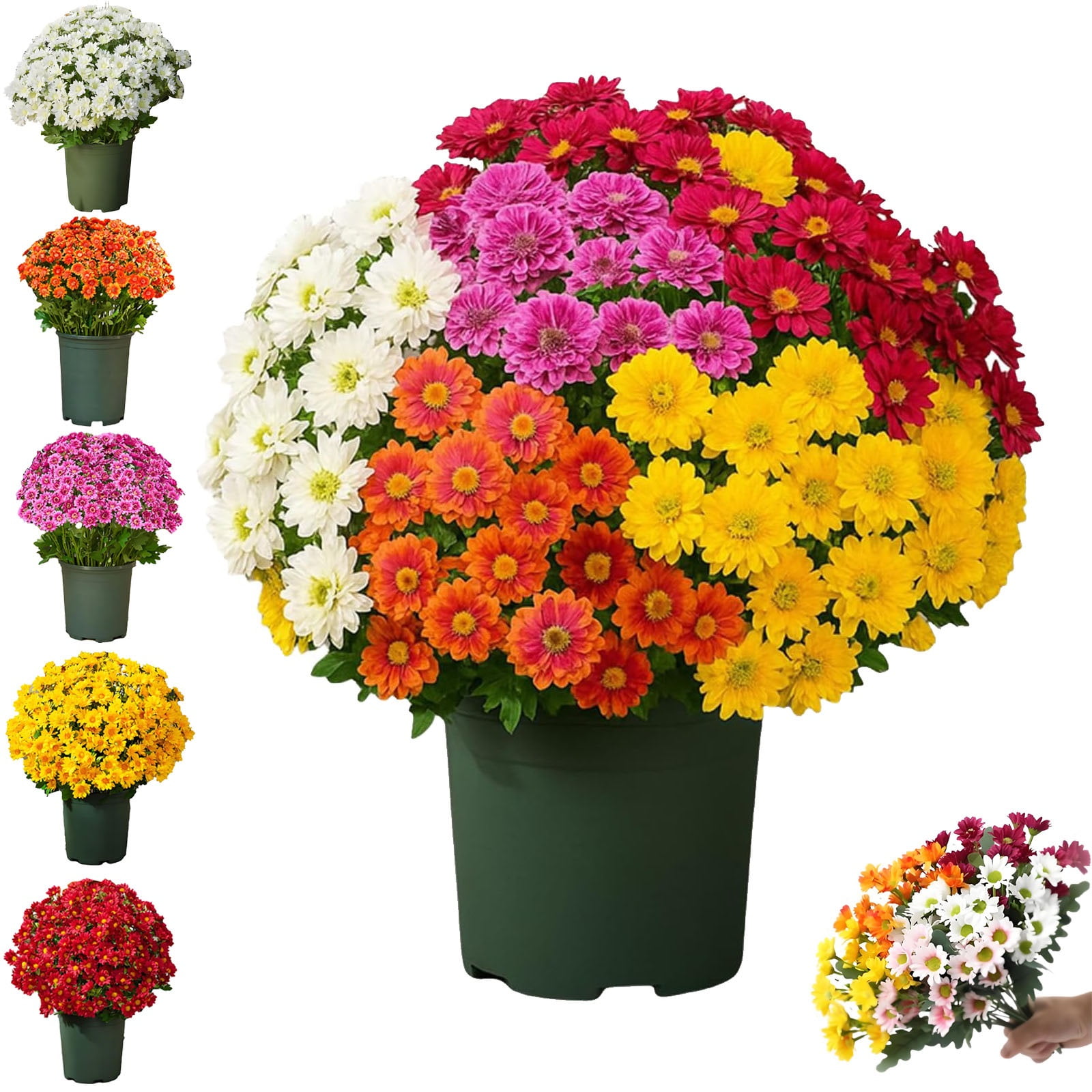 Artificial Mums for Outdoors, Realistic Fall Fake Mum Flowers Potted ...