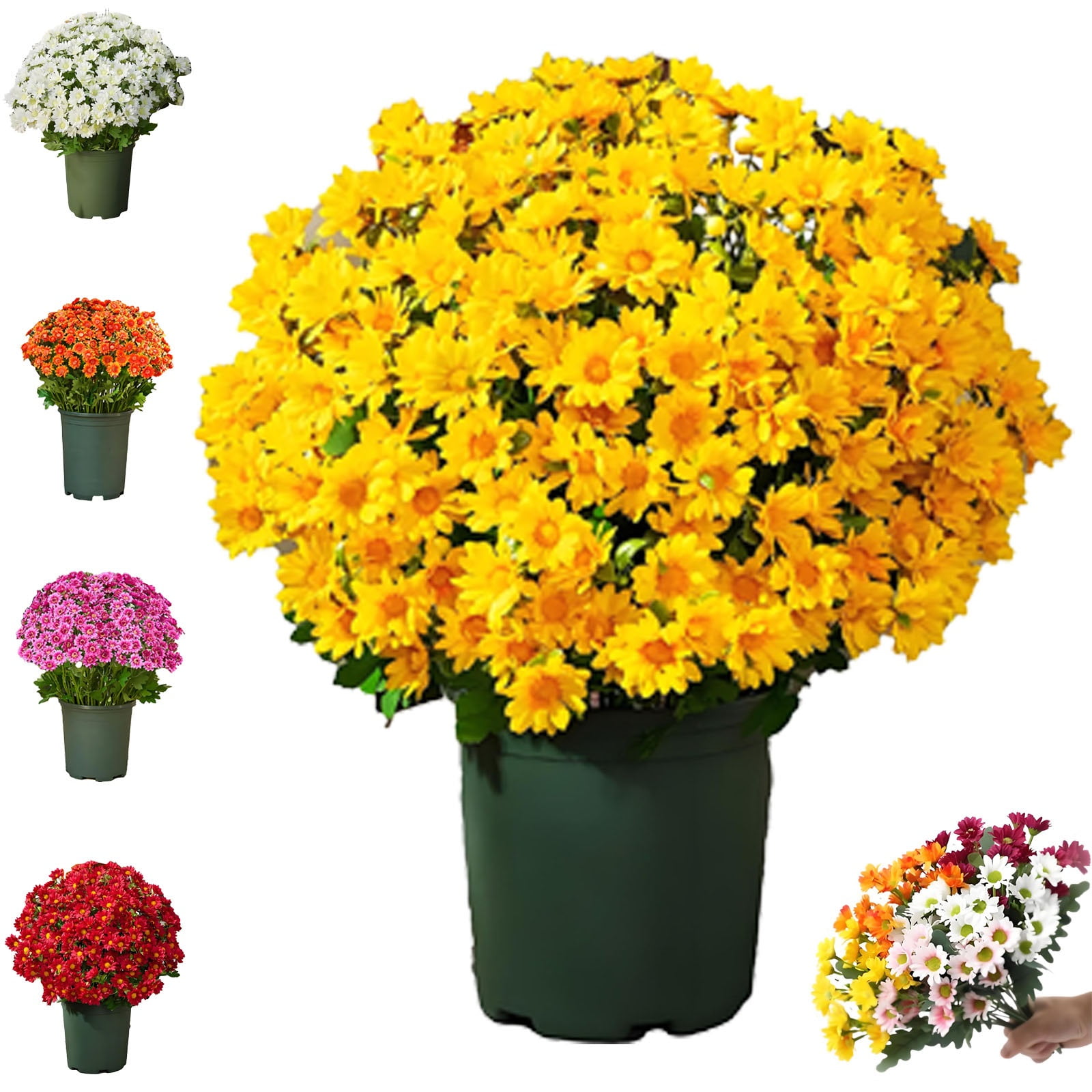 Artificial Mums for Outdoors, Realistic Fall Fake Mum Flowers Potted ...