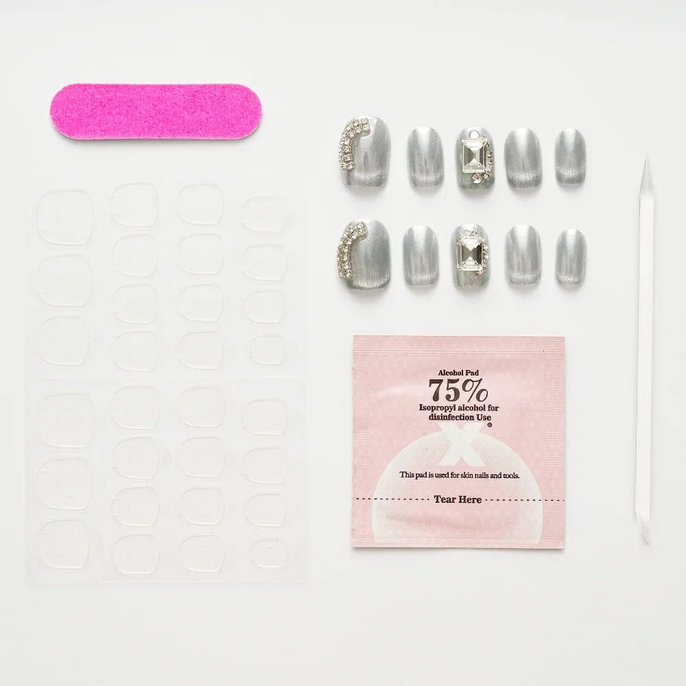 Artificial Nail French Cat Eyes Red Nails Set Long/Short Press on Nails ...
