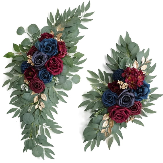Artificial Navy Blue Wedding Arch Flower Swags Set of 2 for Wedding ...