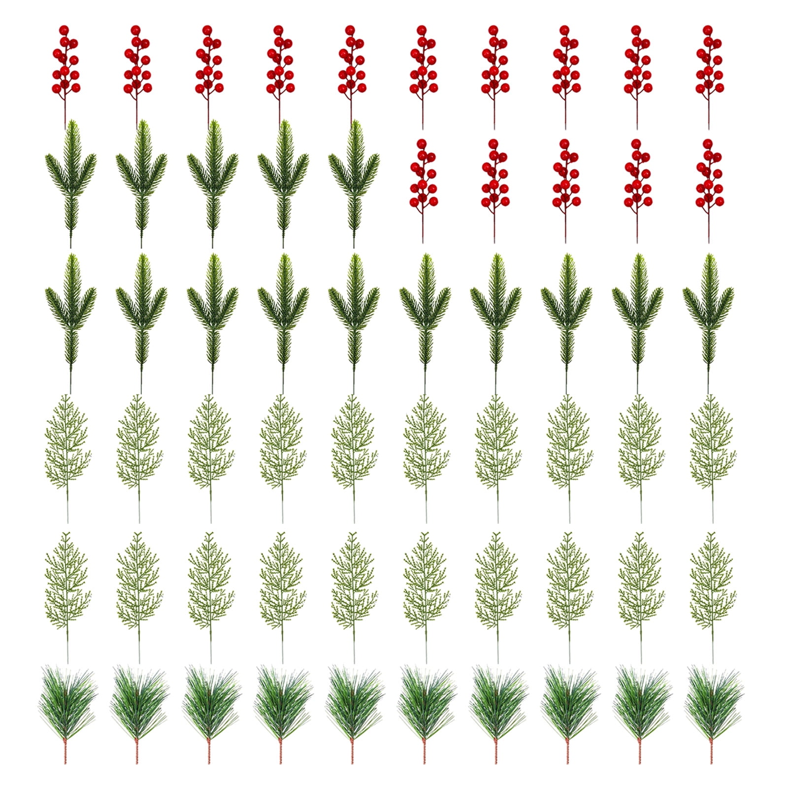 Artificial Norfolk Branches with Red Berry Stems, Christmas Tree Filler ...