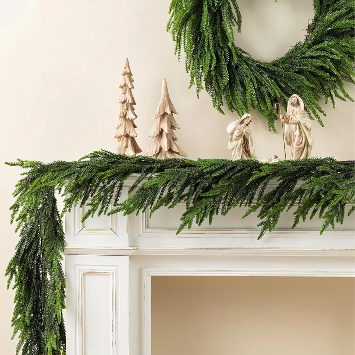Artificial Norfolk Pine Garlands, 4 Pcs 6 Ft Real Touch Pine Garlands ...