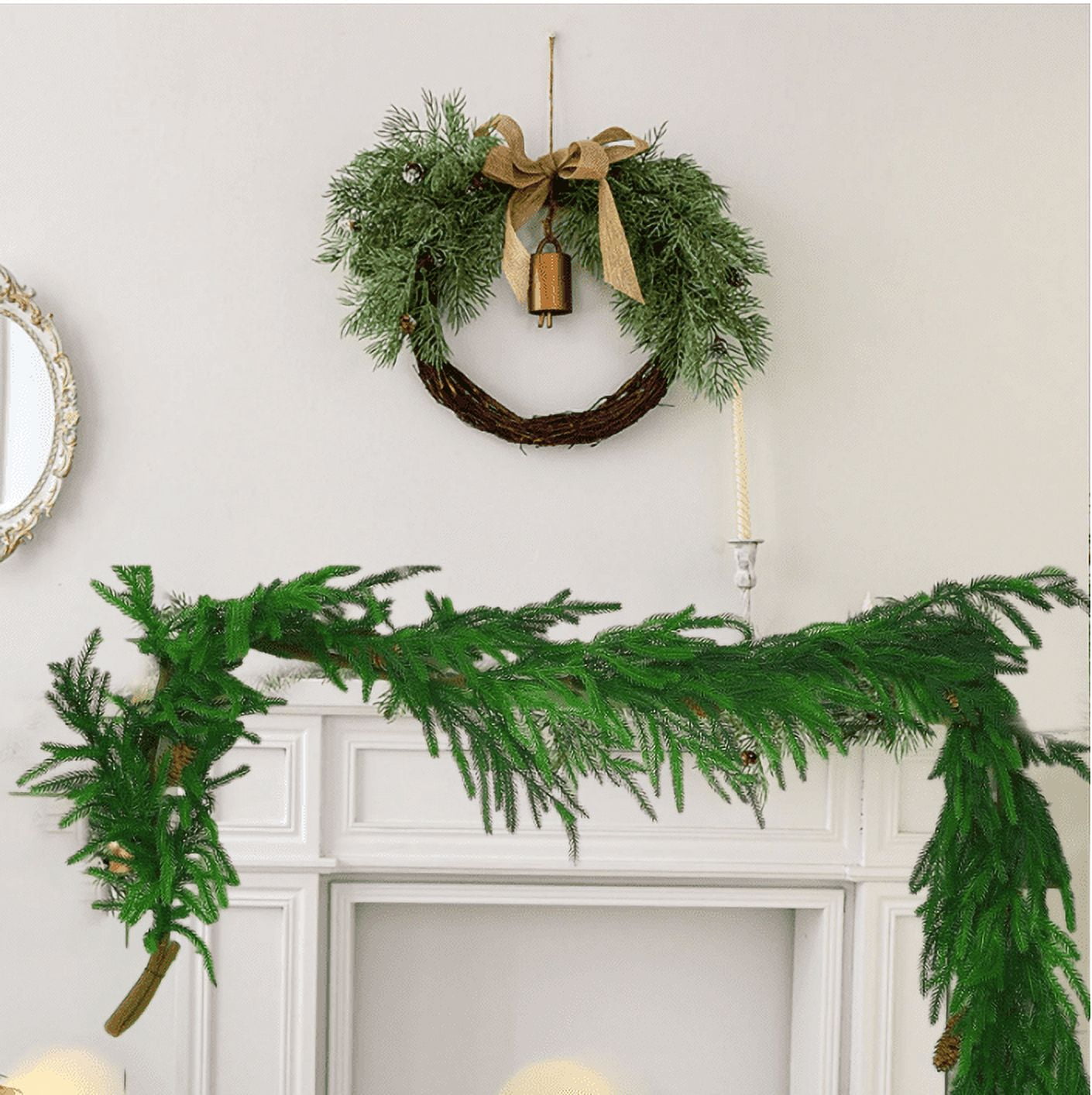 Artificial Norfolk Pine Garlands, Real Touch Greenery Garland, Soft Bendable Garland Christmas ...